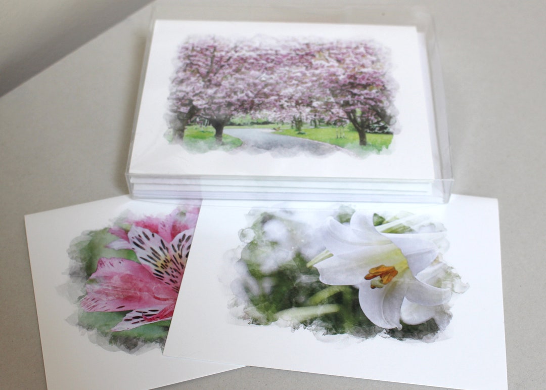 Watercolor Flower Note Cards – Personalized Stationery Set - Etsy