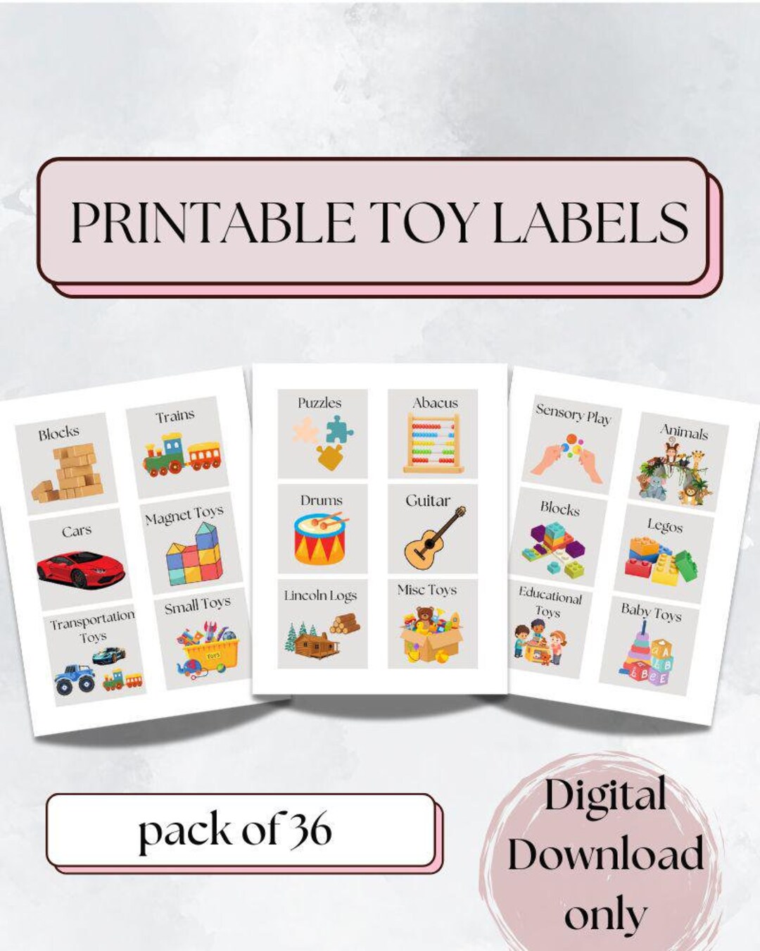 Kids Toy Label Organization - Labels for Toy Bins- Instant Download ...
