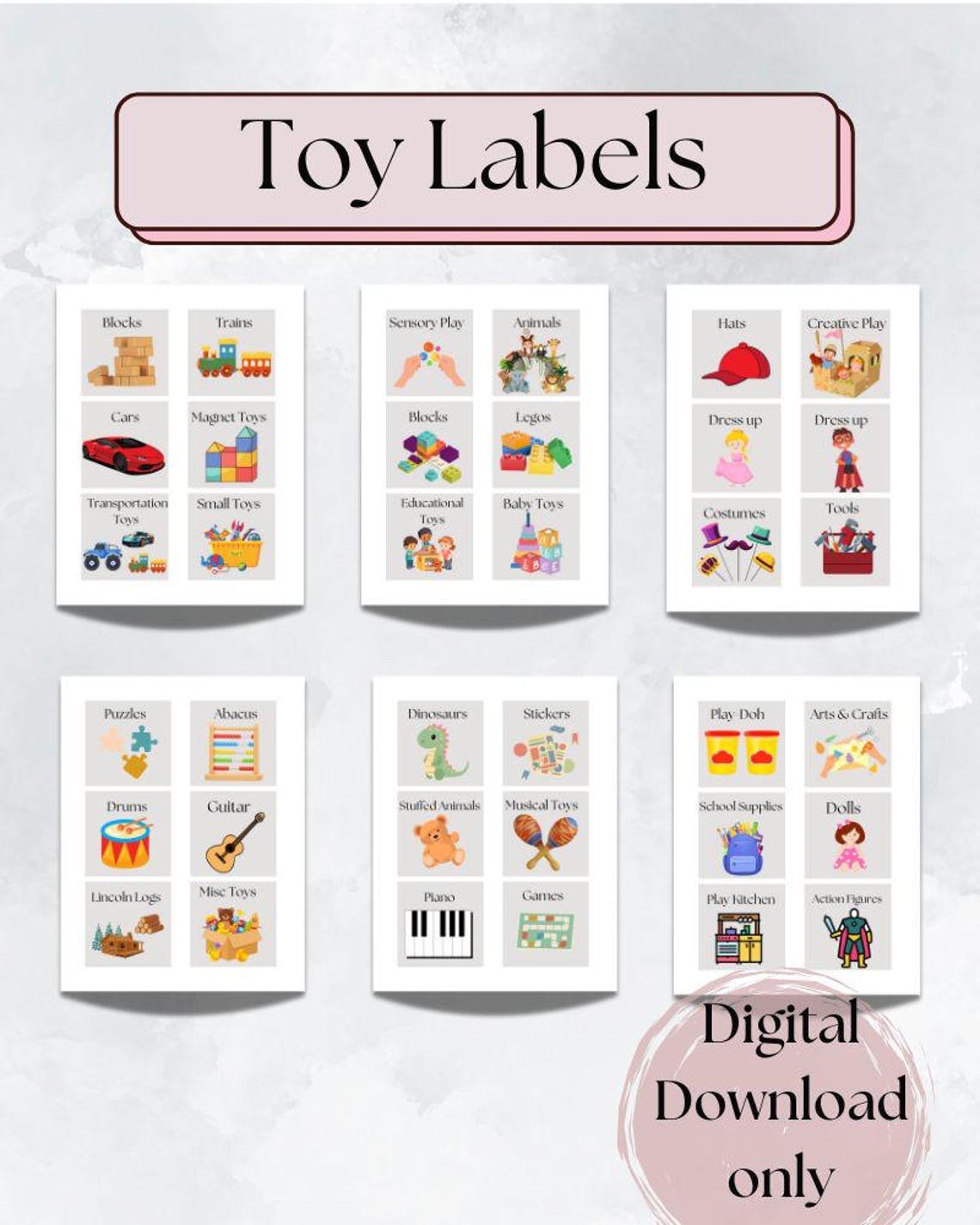 Kids Toy Label Organization - Labels for Toy Bins- Instant Download ...