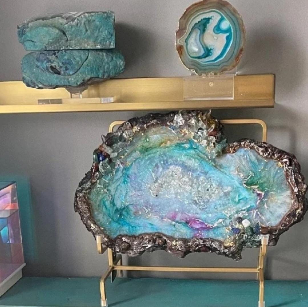 Made 2 Order, Irresdescent Geode,opal,rock Edge,resin,geode Art,geode ...