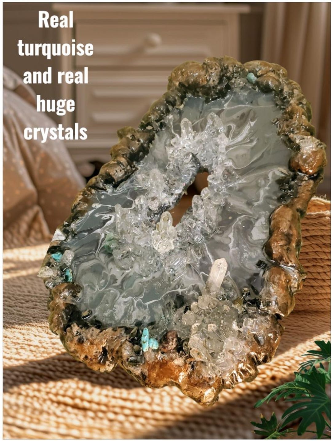 Flash Sale,ready 2 Ship,real Turquoise, Resin GEODE Art,geode Art ...