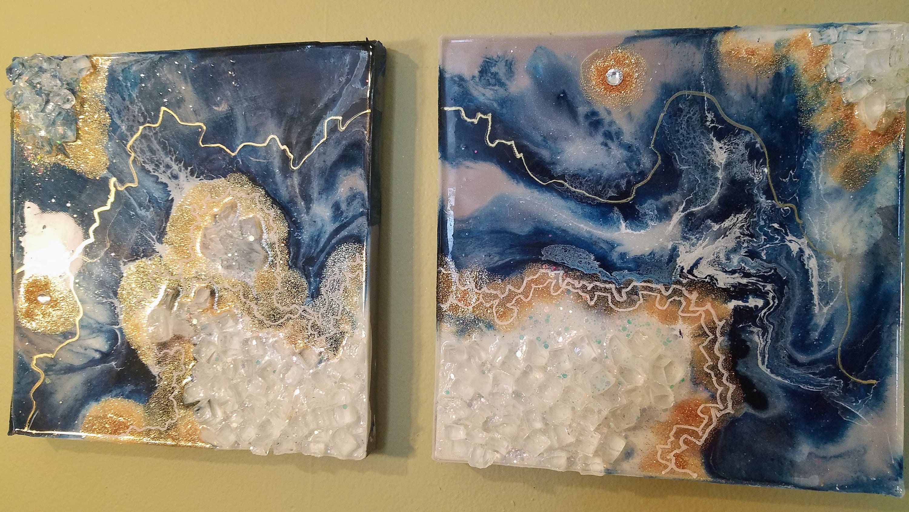 Geode art Géode art peinture Blue Geode résine geode art / | Etsy