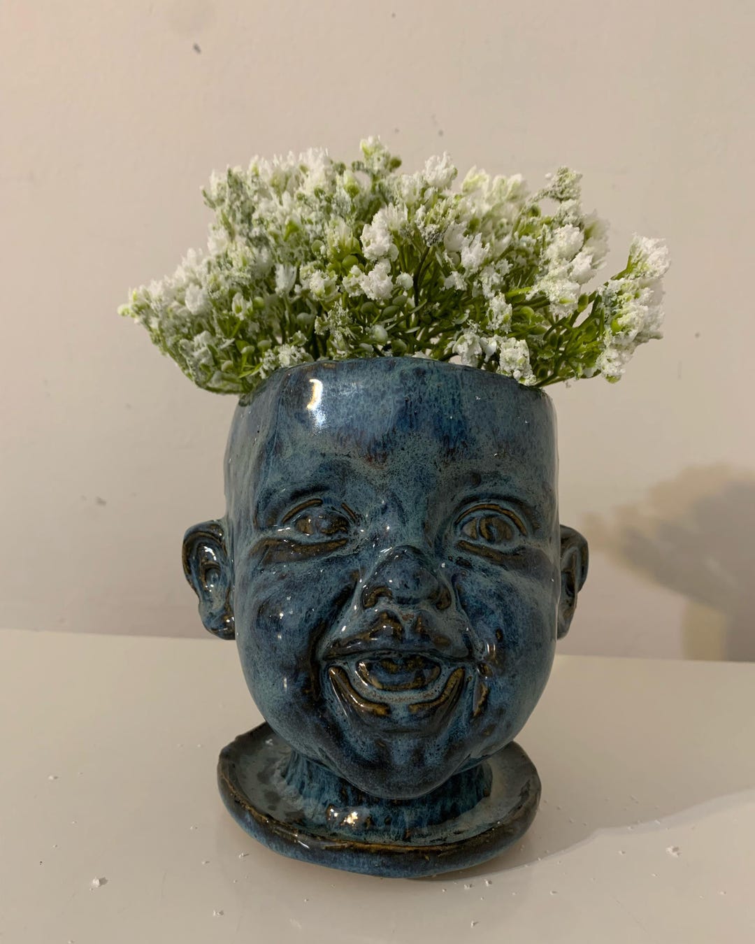 Happy Smiling Doll Baby Head Planter Pottery Planter Stoneware - Etsy