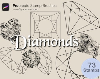 75 Diamond and Crystal Procreate Brushes, Jewelry Stones Gems Procreate ...