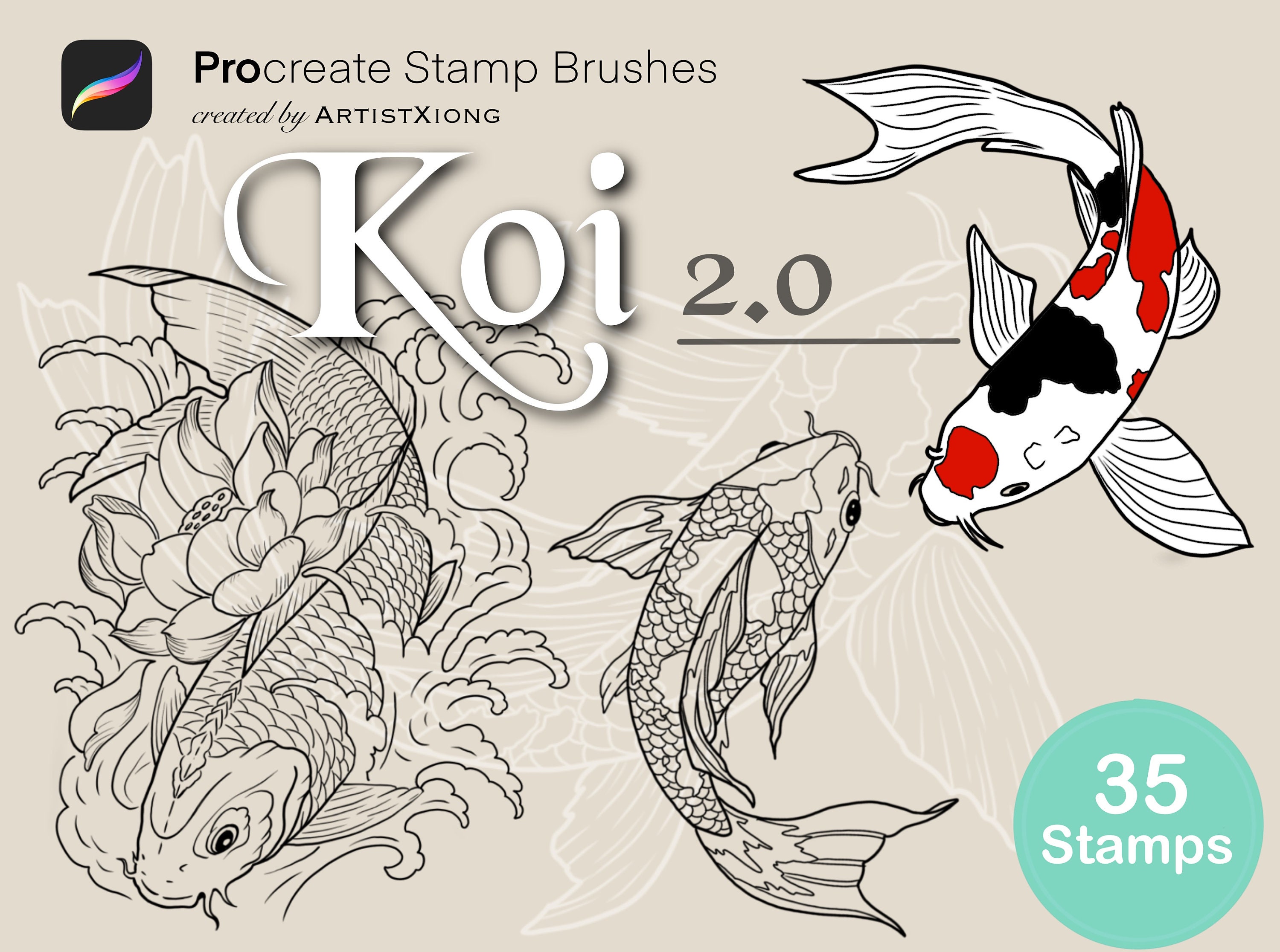 Koi Fish Stamp Brushes for Procreate - Etsy
