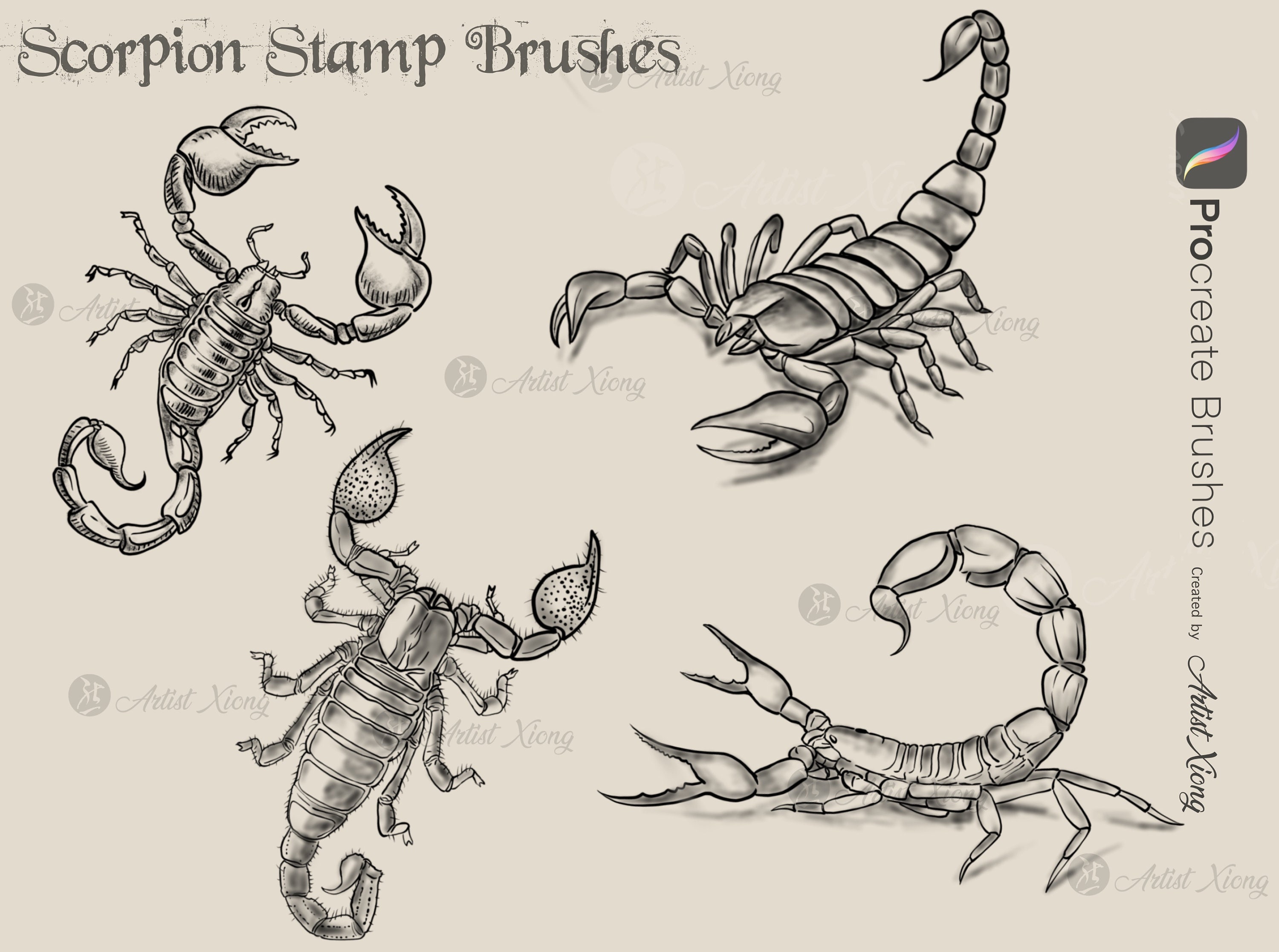 Realistic Scorpion Stamp Brushes for Procreate - Etsy