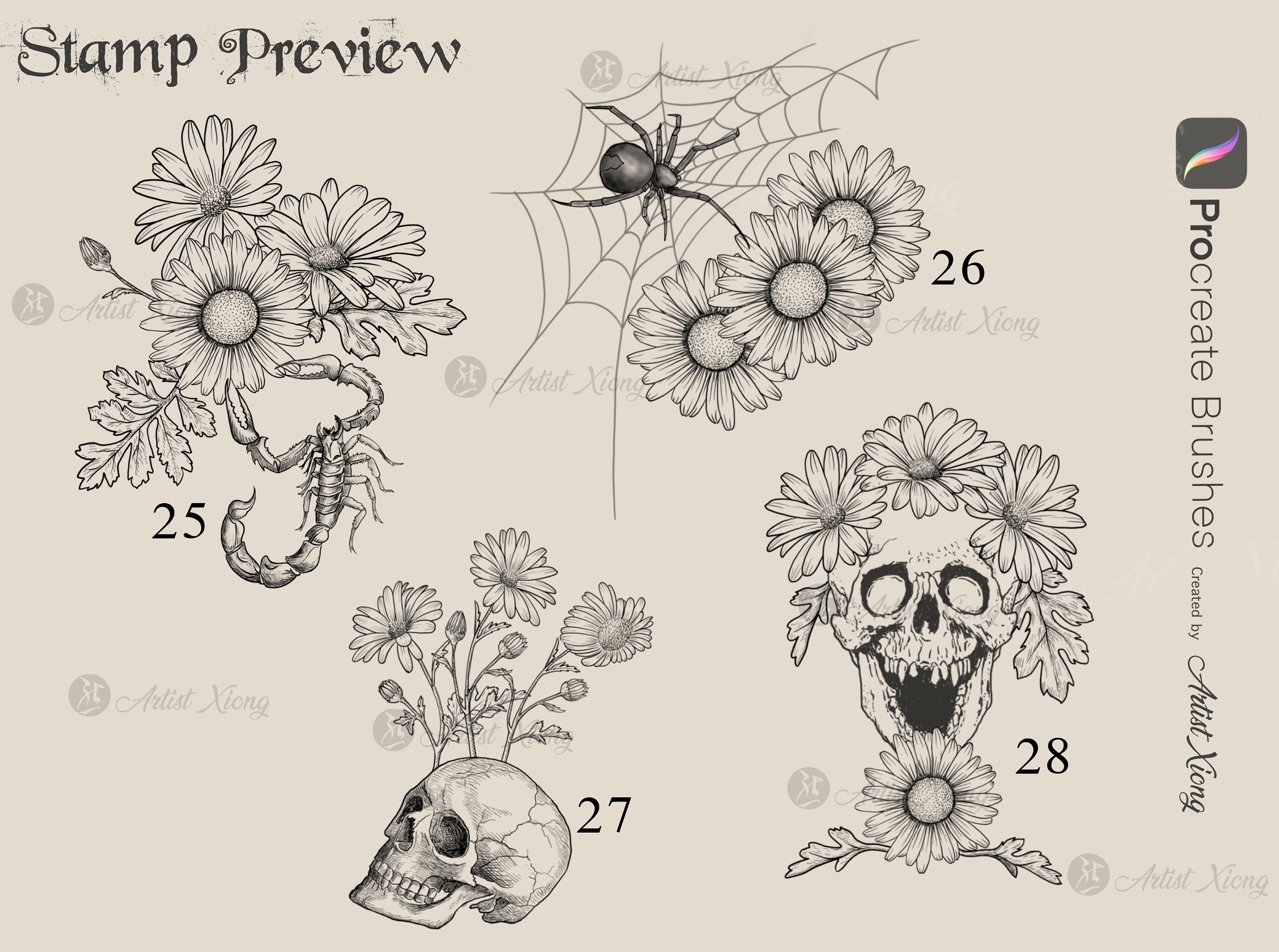 Realistic Daisy Stamp Brushes for Procreate - Etsy