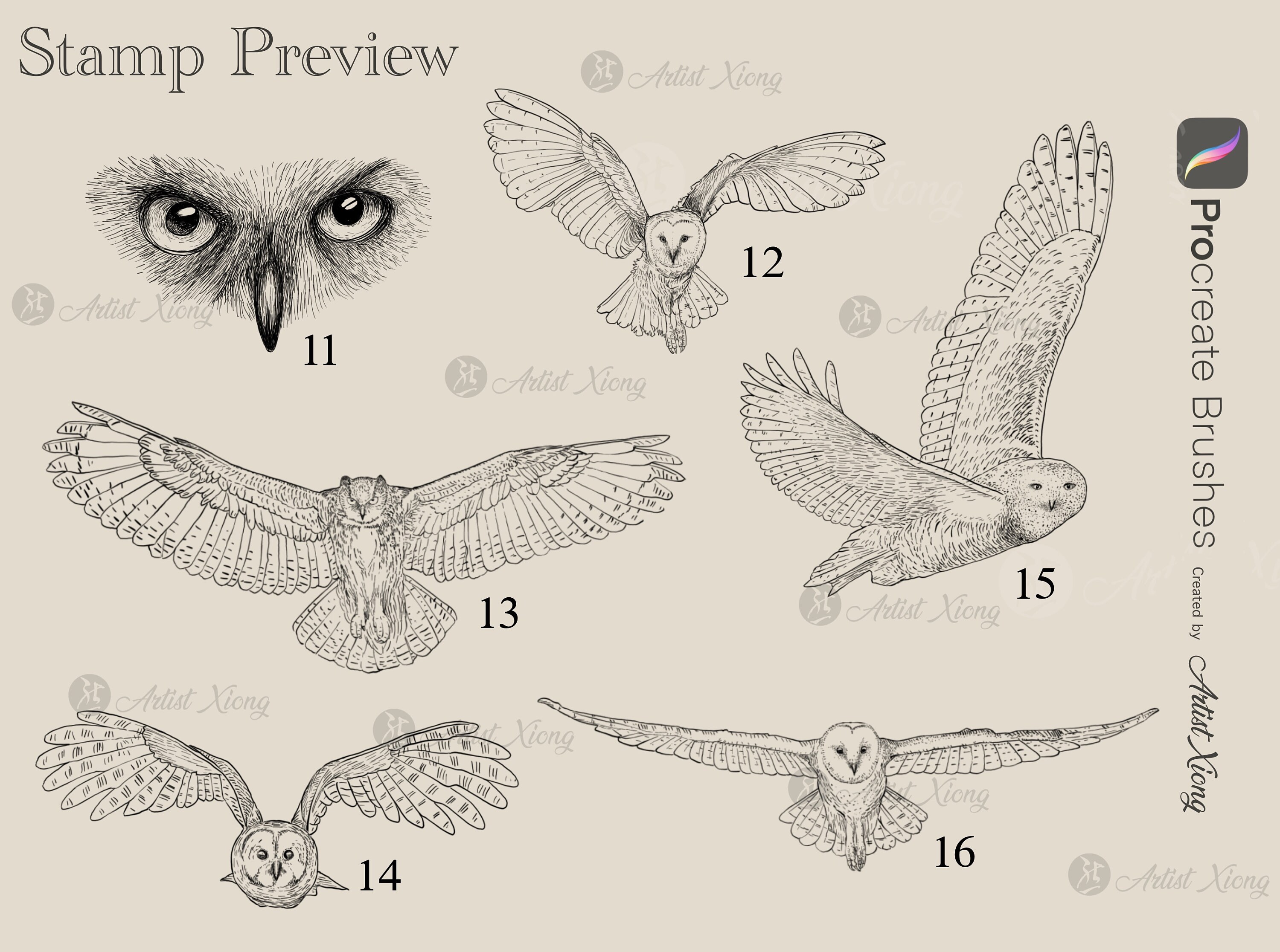 Realistic Owl Stamp Brushes for Procreate - Etsy
