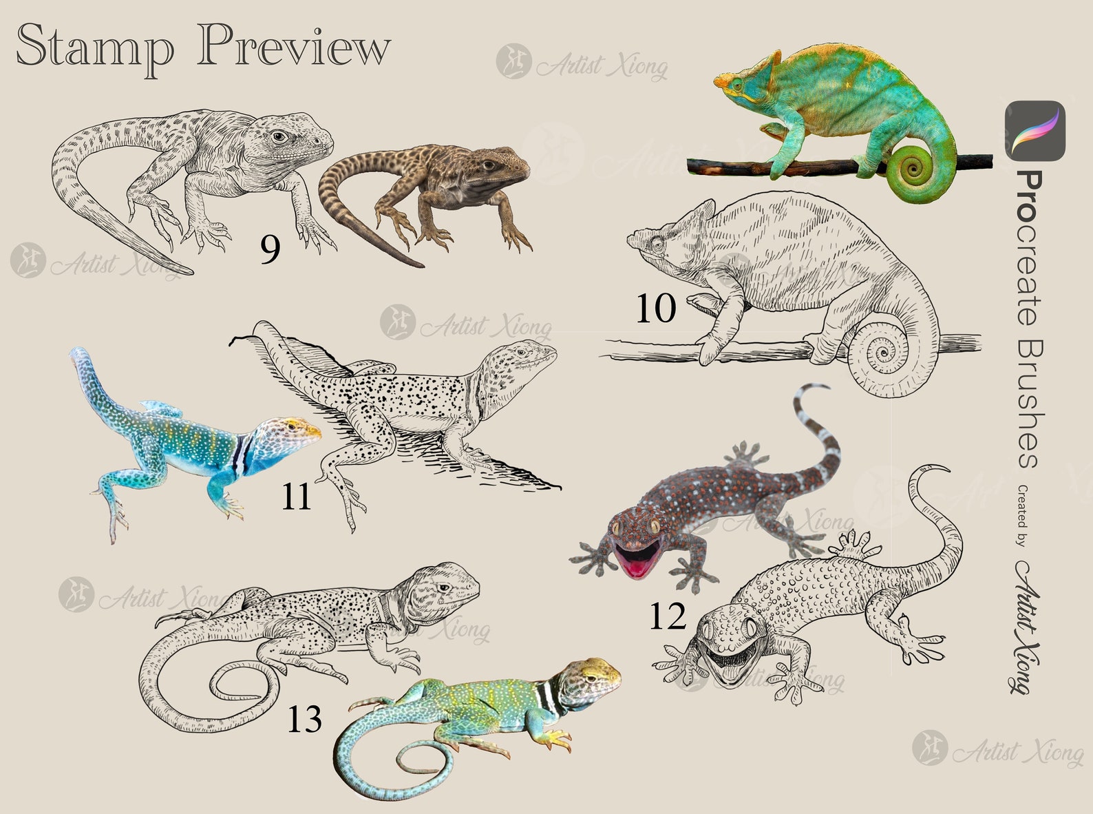 Realistic Lizard Stamp Brushes for Procreate - Etsy