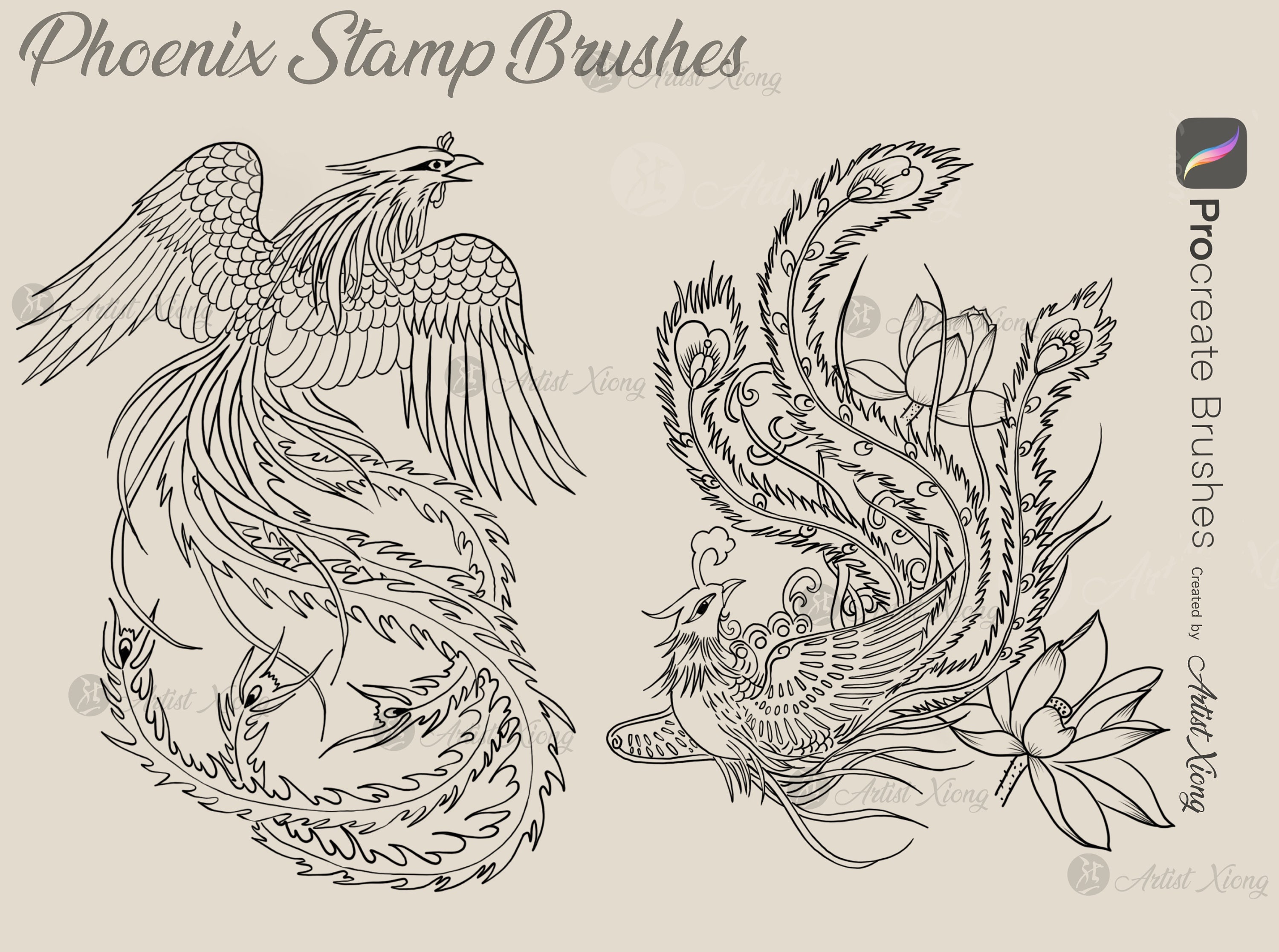 Phoenix Stamp Brushes for Procreate - Etsy