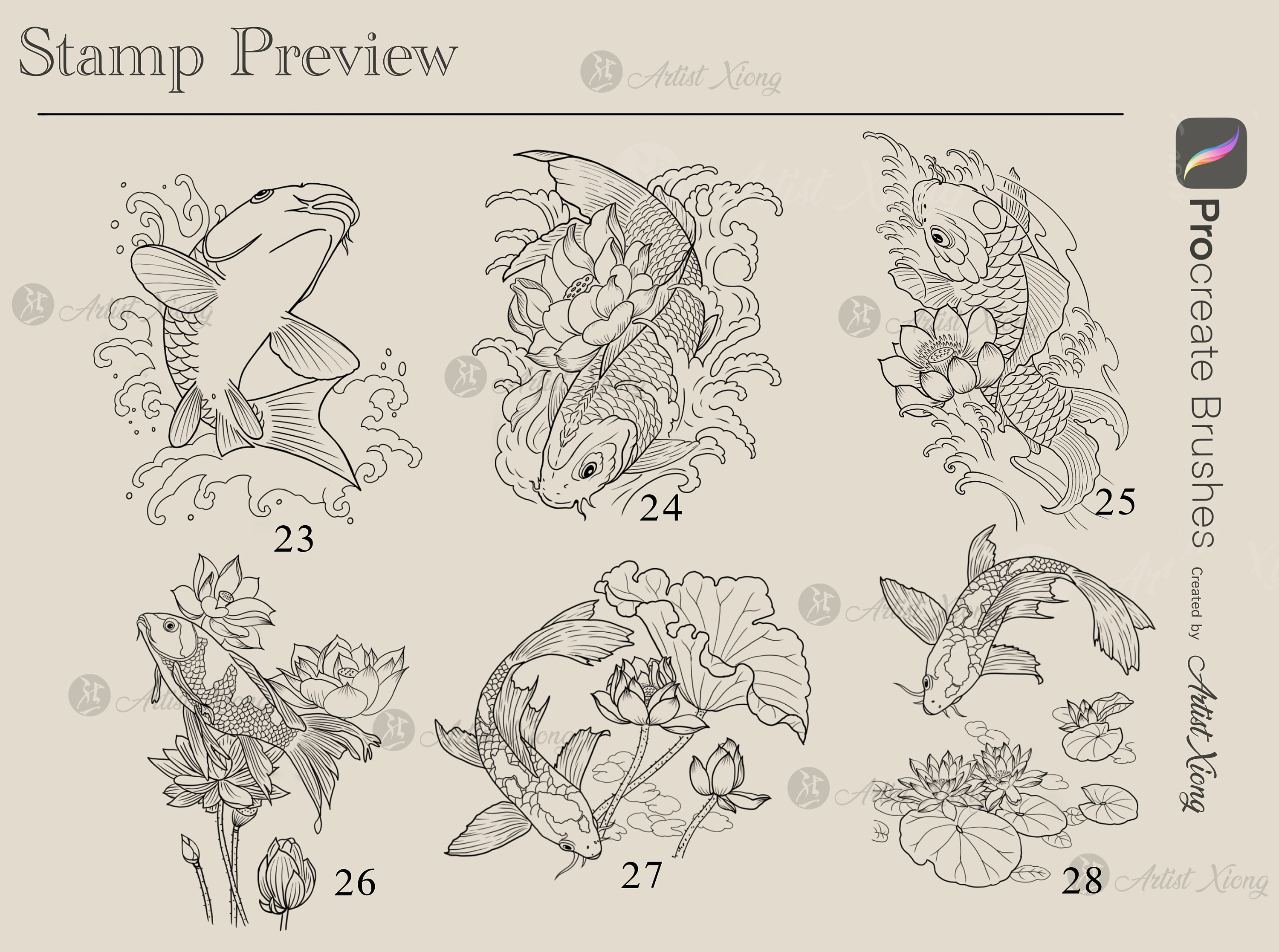 Koi Fish Stamp Brushes for Procreate - Etsy