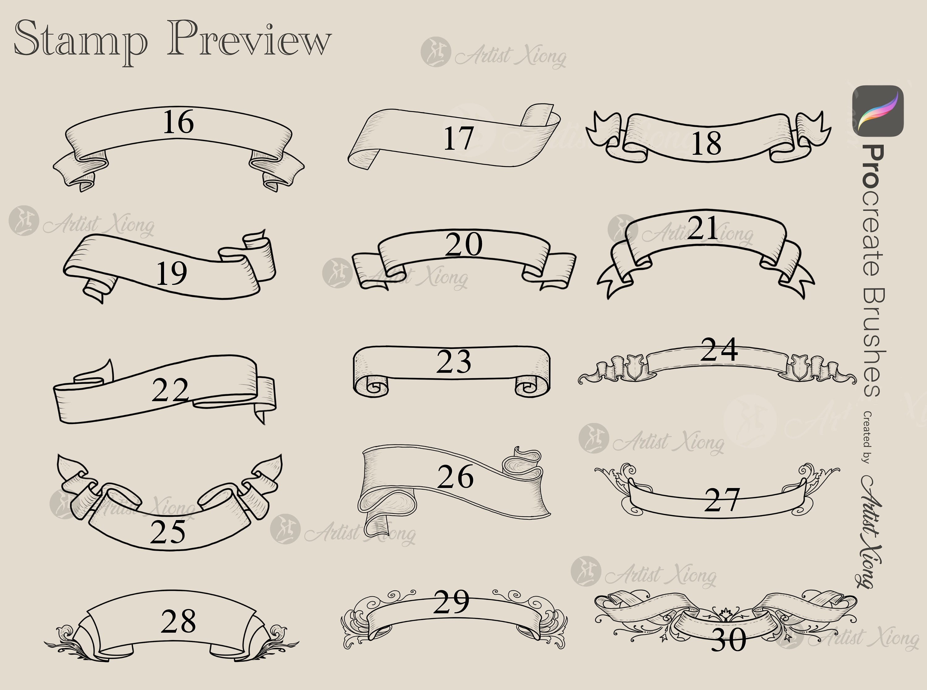 Banner Stamps for Procreate - Etsy