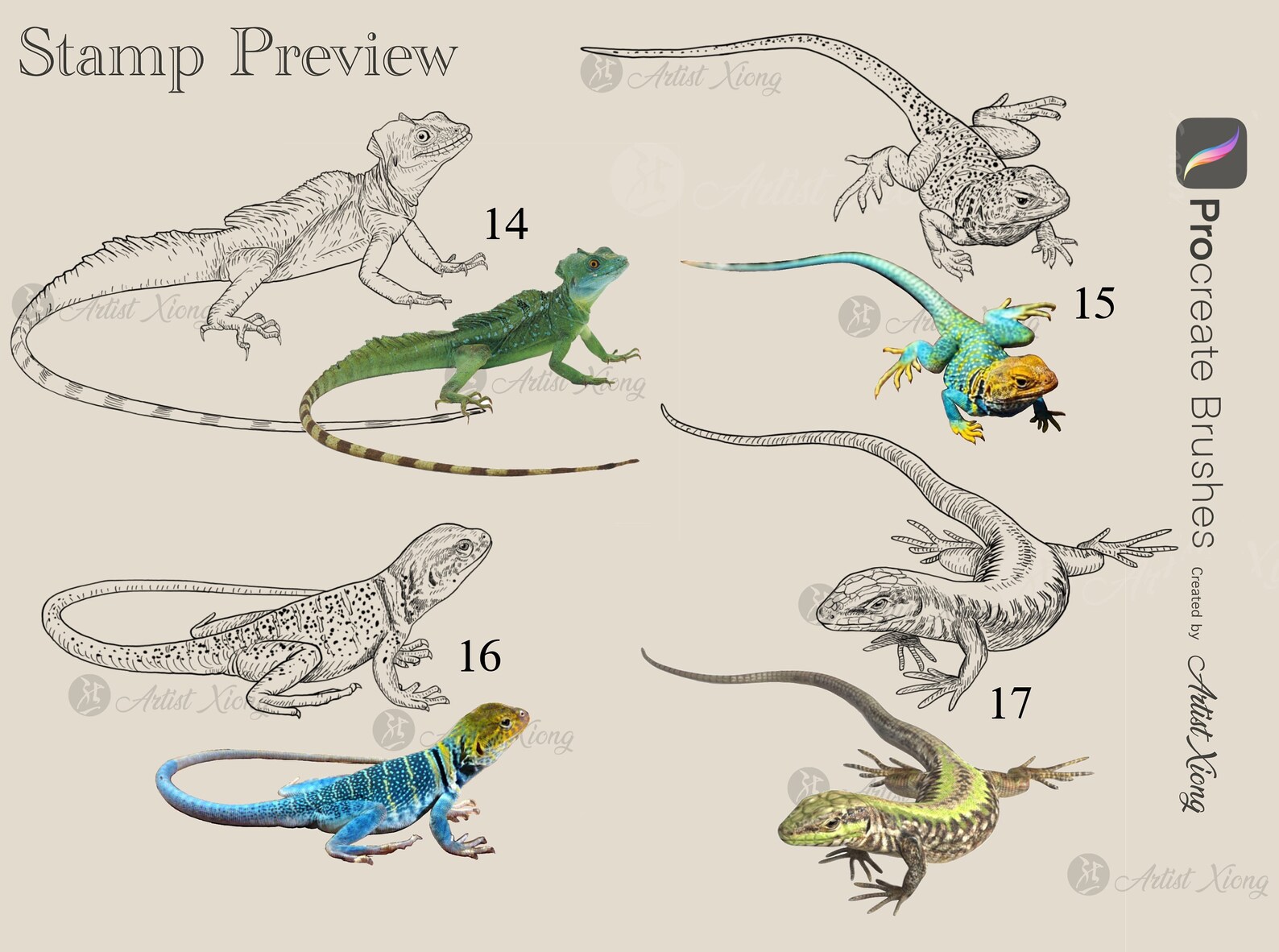 Realistic Lizard Stamp Brushes for Procreate - Etsy