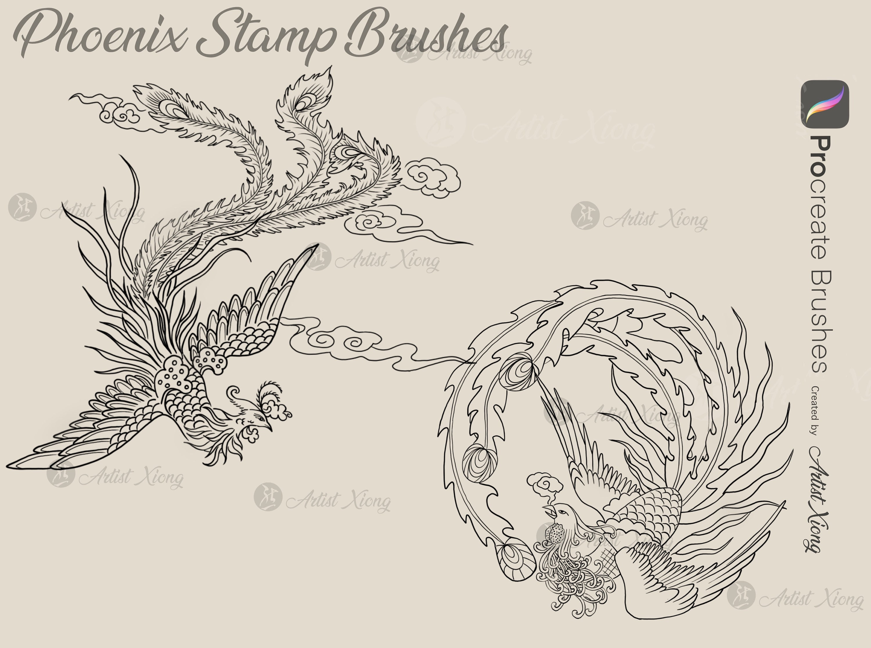 Phoenix Stamp Brushes for Procreate - Etsy
