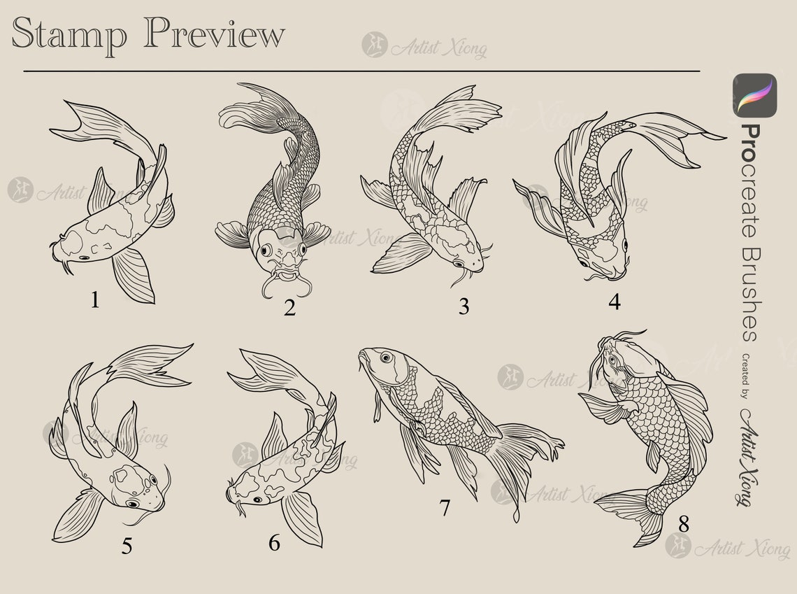 Koi Fish Stamp Brushes for Procreate - Etsy
