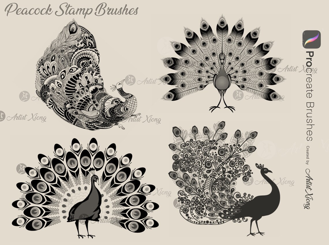 Peacock Stamp Brushes for Procreate - Etsy