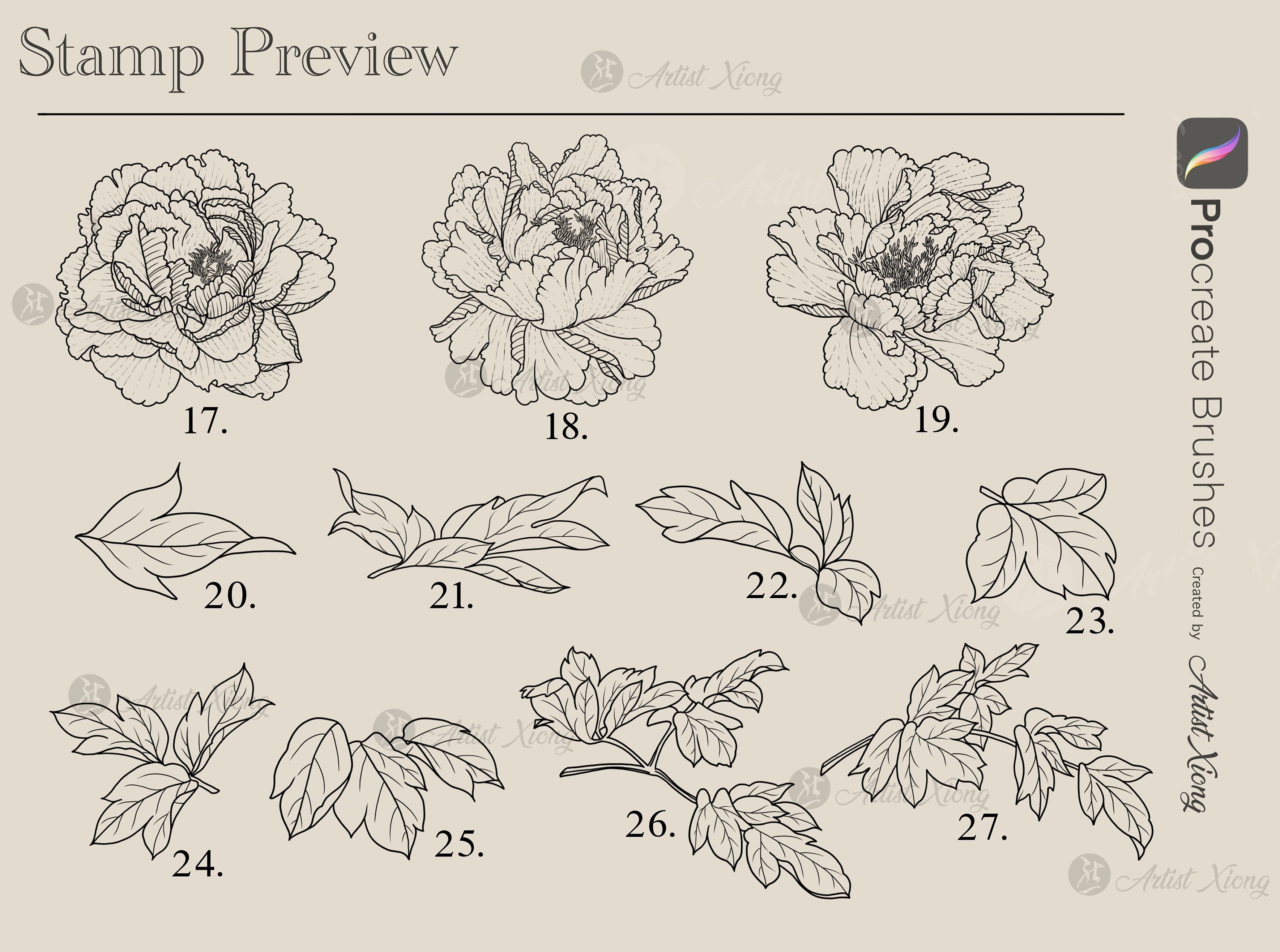 Realistic Peony Stamp Brushes for Procreate - Etsy