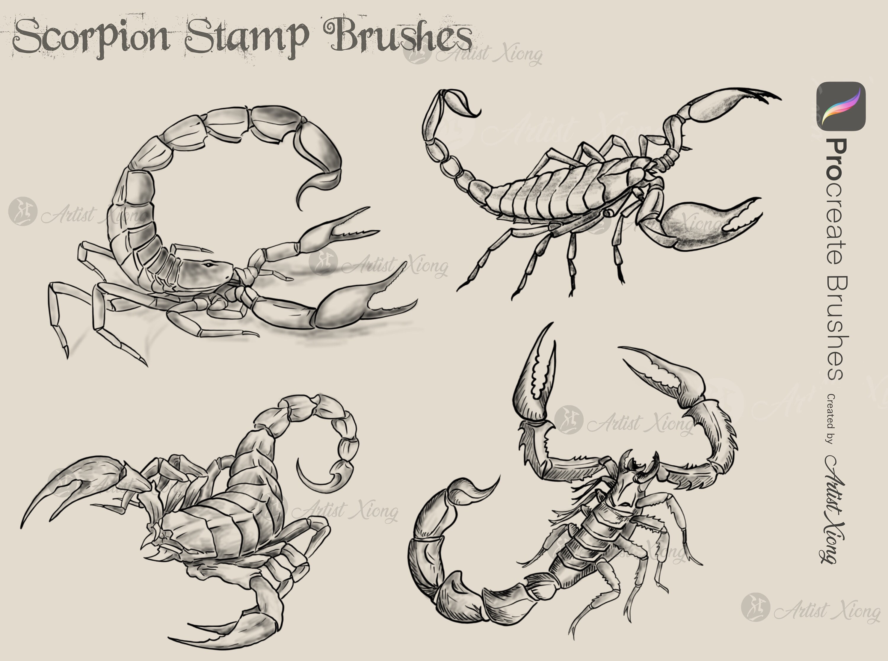 Realistic Scorpion Stamp Brushes for Procreate - Etsy