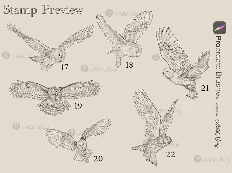 Realistic Owl Stamp Brushes for Procreate - Etsy