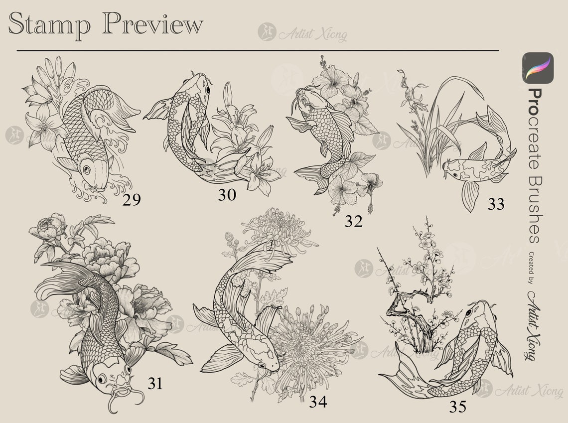 Koi Fish Stamp Brushes for Procreate - Etsy