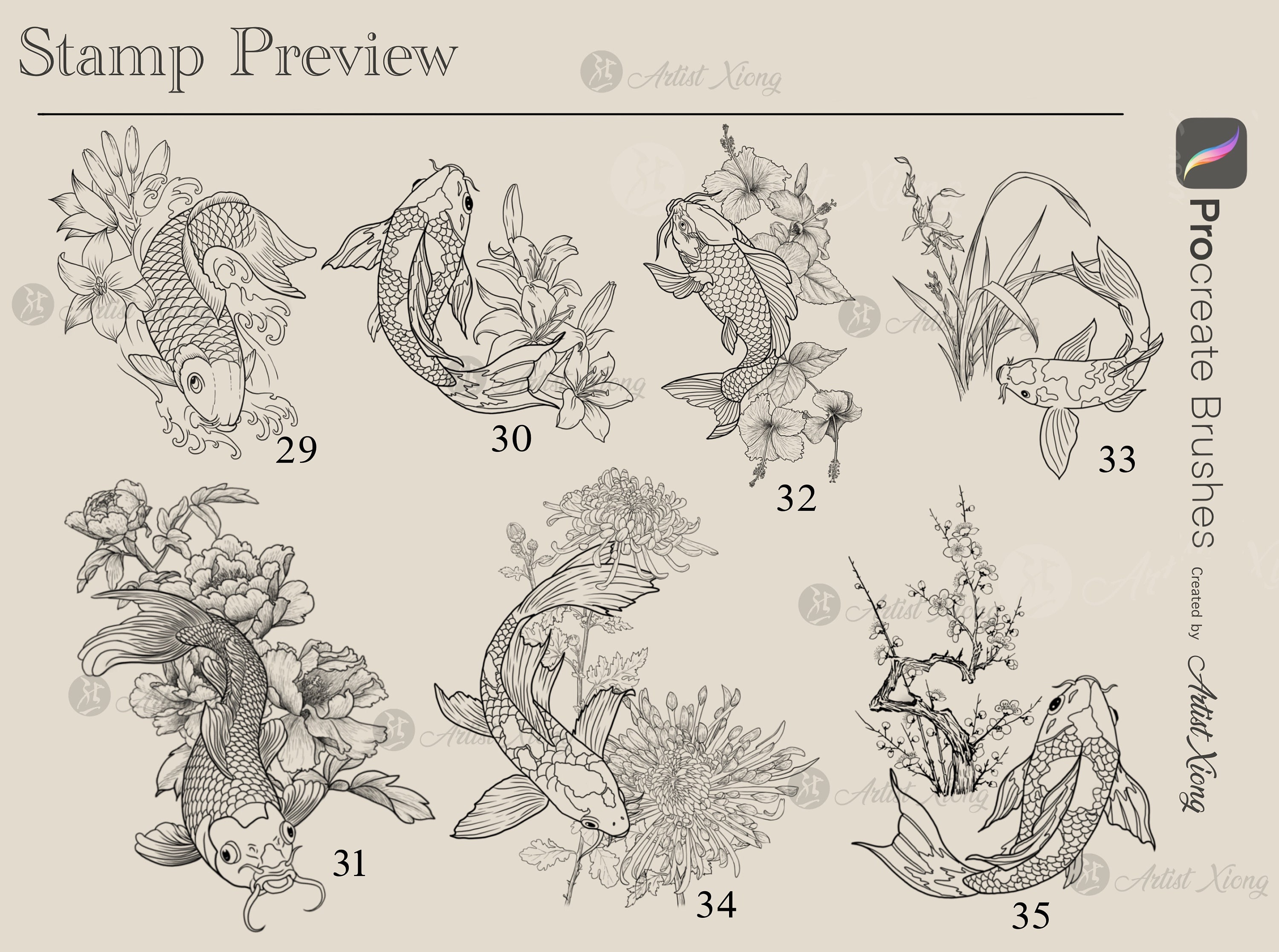 Koi Fish Stamp Brushes for Procreate - Etsy
