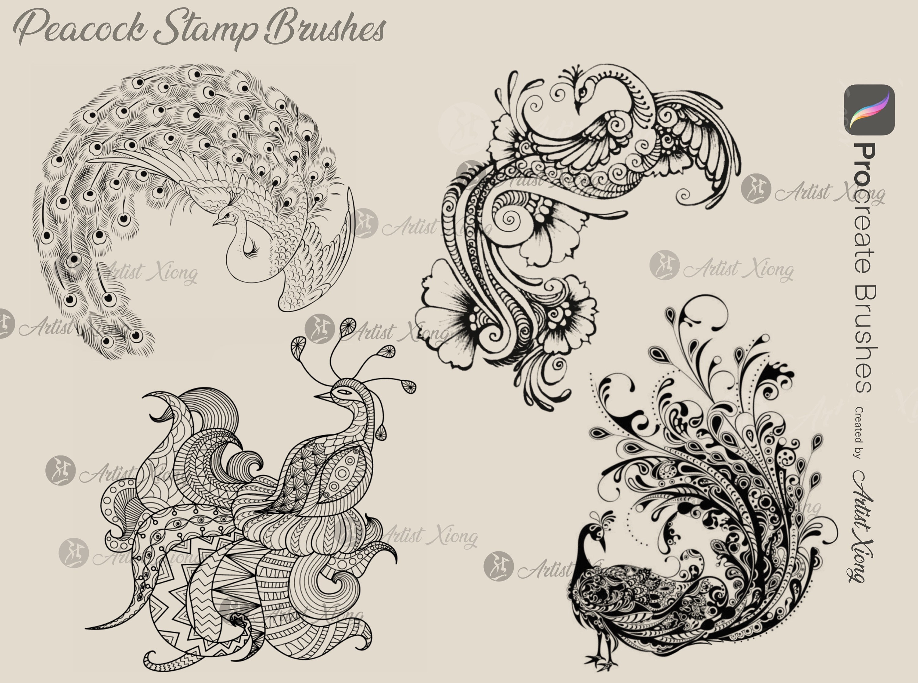 Peacock Stamp Brushes for Procreate - Etsy