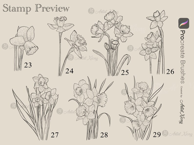 Realistic Daffodil/narcissus Stamp Brushes for Procreate - Etsy Canada