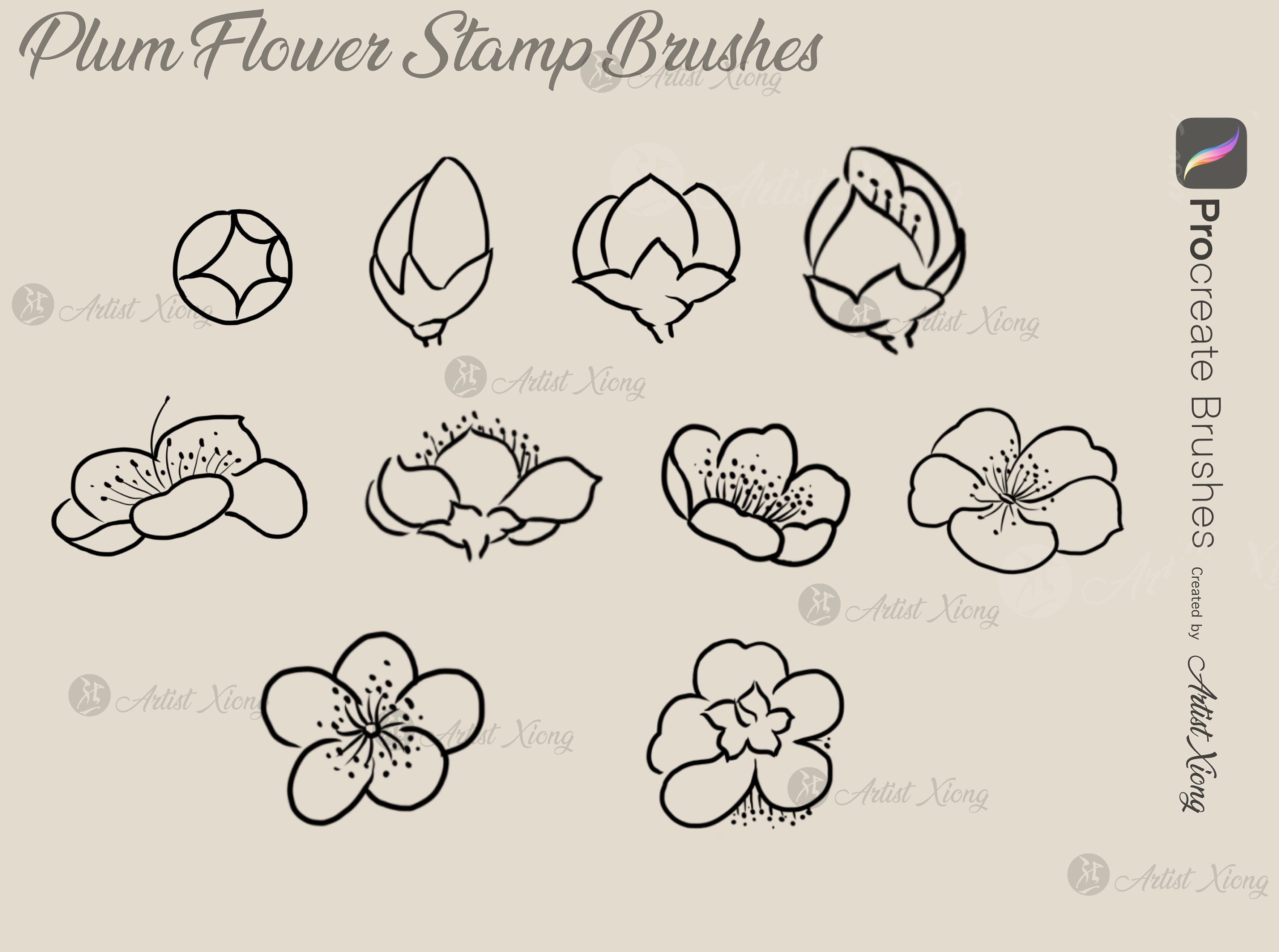 Plum Flower Stamp Brushes for Procreate - Etsy