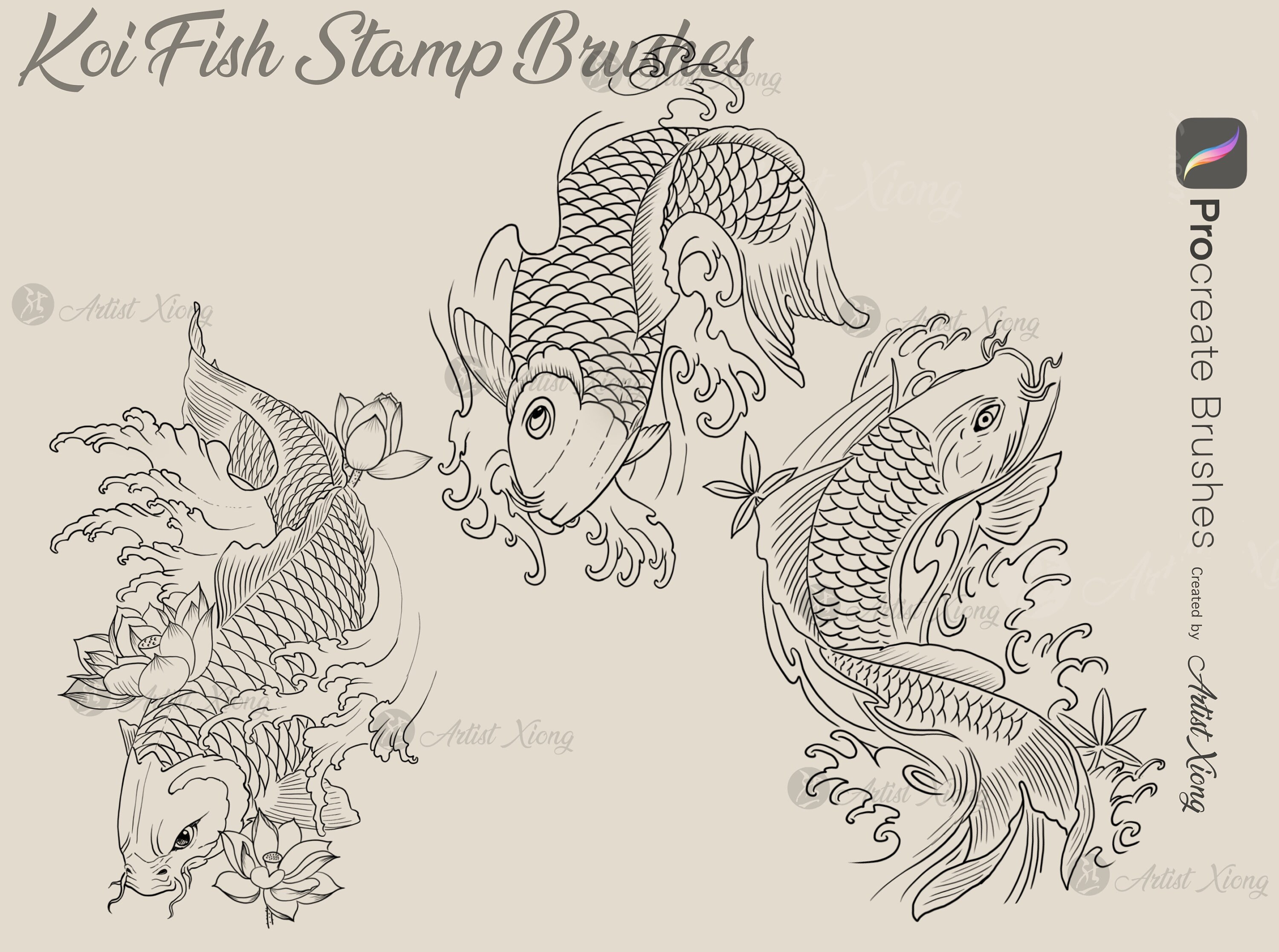 Koi Fish Stamp Brushes for Procreate | Etsy