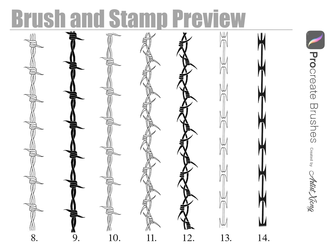 Barbed Wire Brushes and Stamps for Procreate - Etsy
