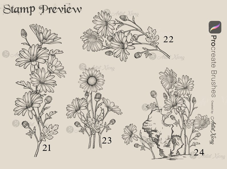 Realistic Daisy Stamp Brushes for Procreate - Etsy