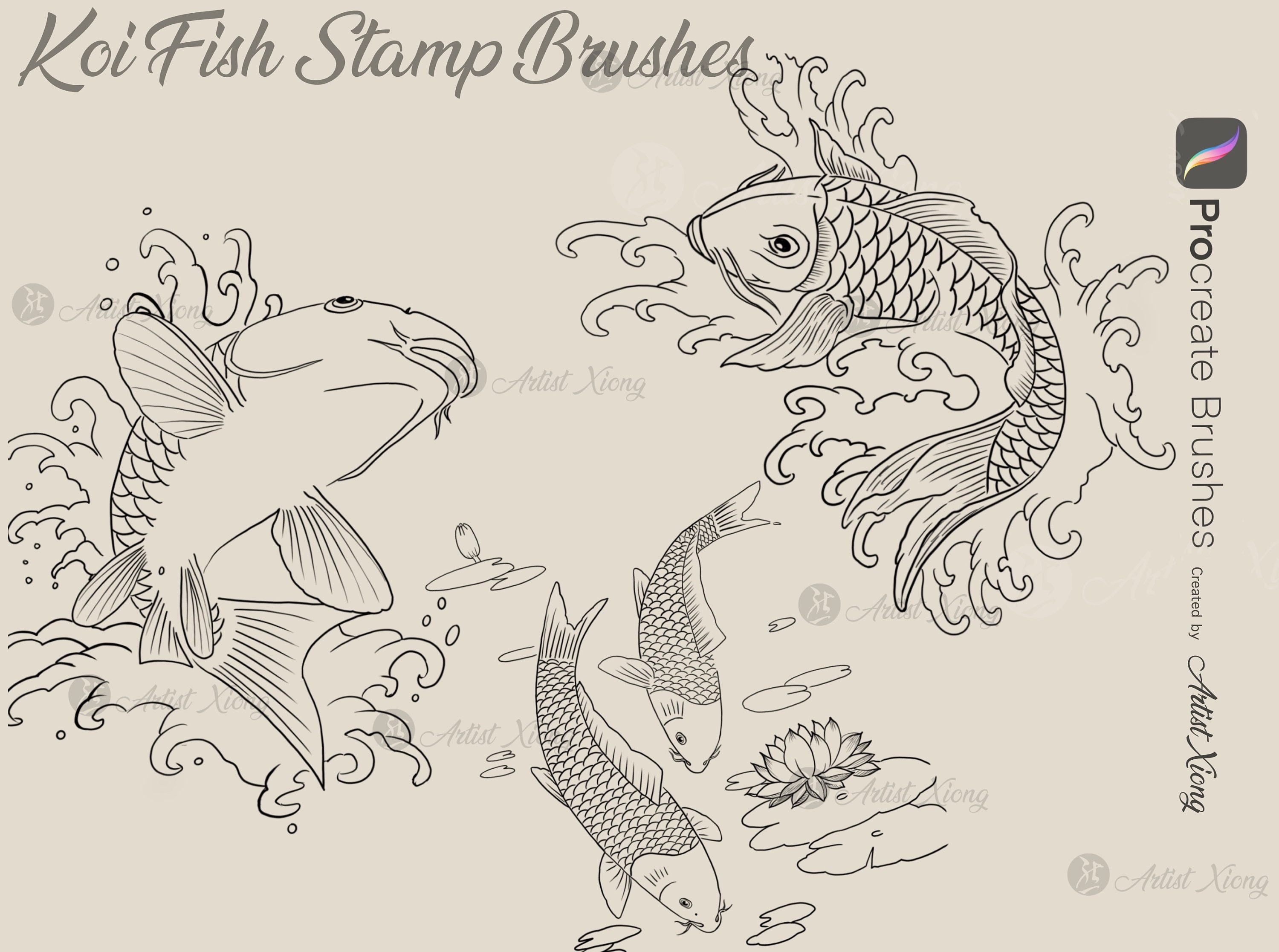 Koi Fish Stamp Brushes for Procreate | Etsy