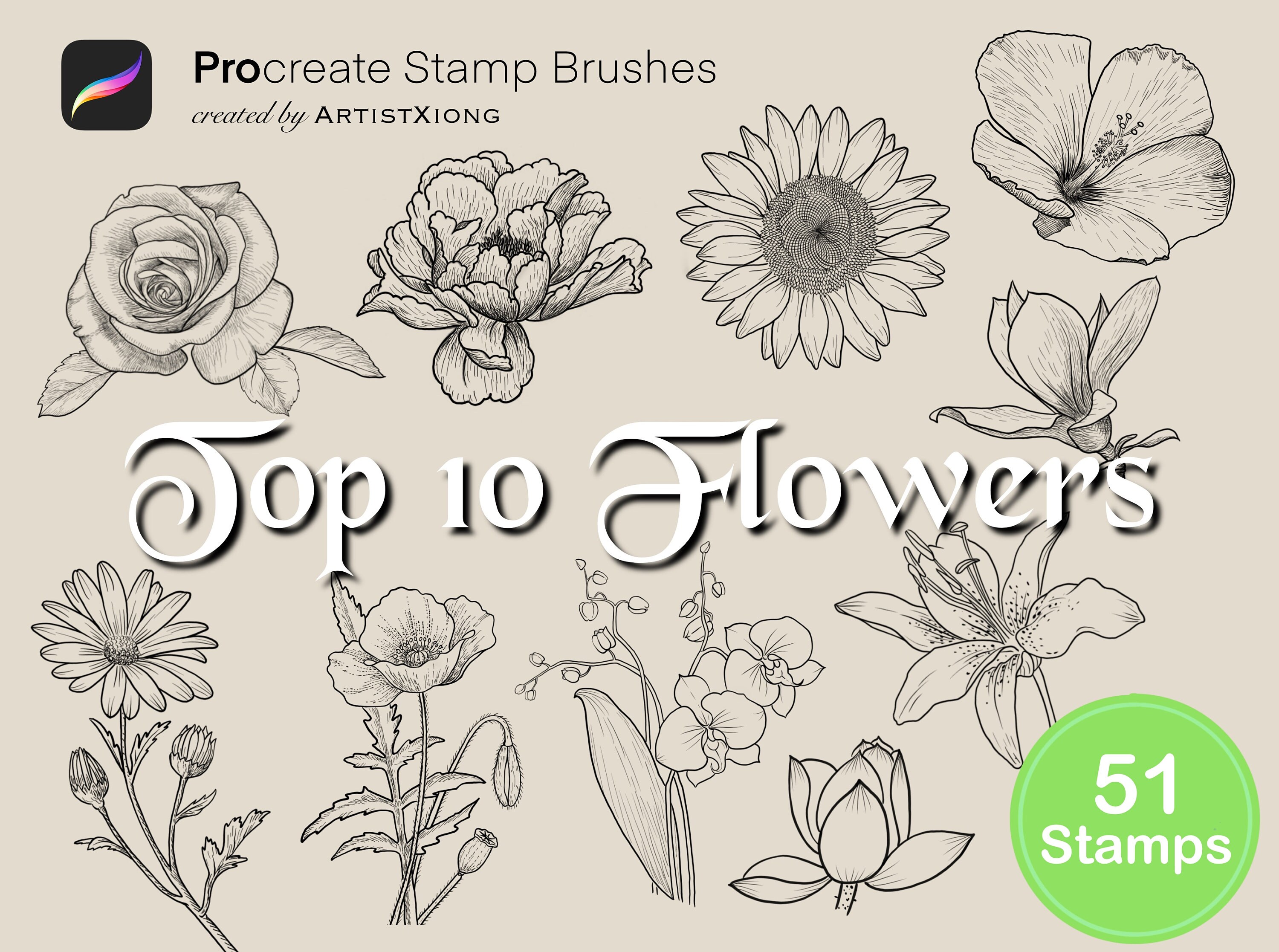 Top 10 Flower Stamp Brushes for Procreate - Etsy