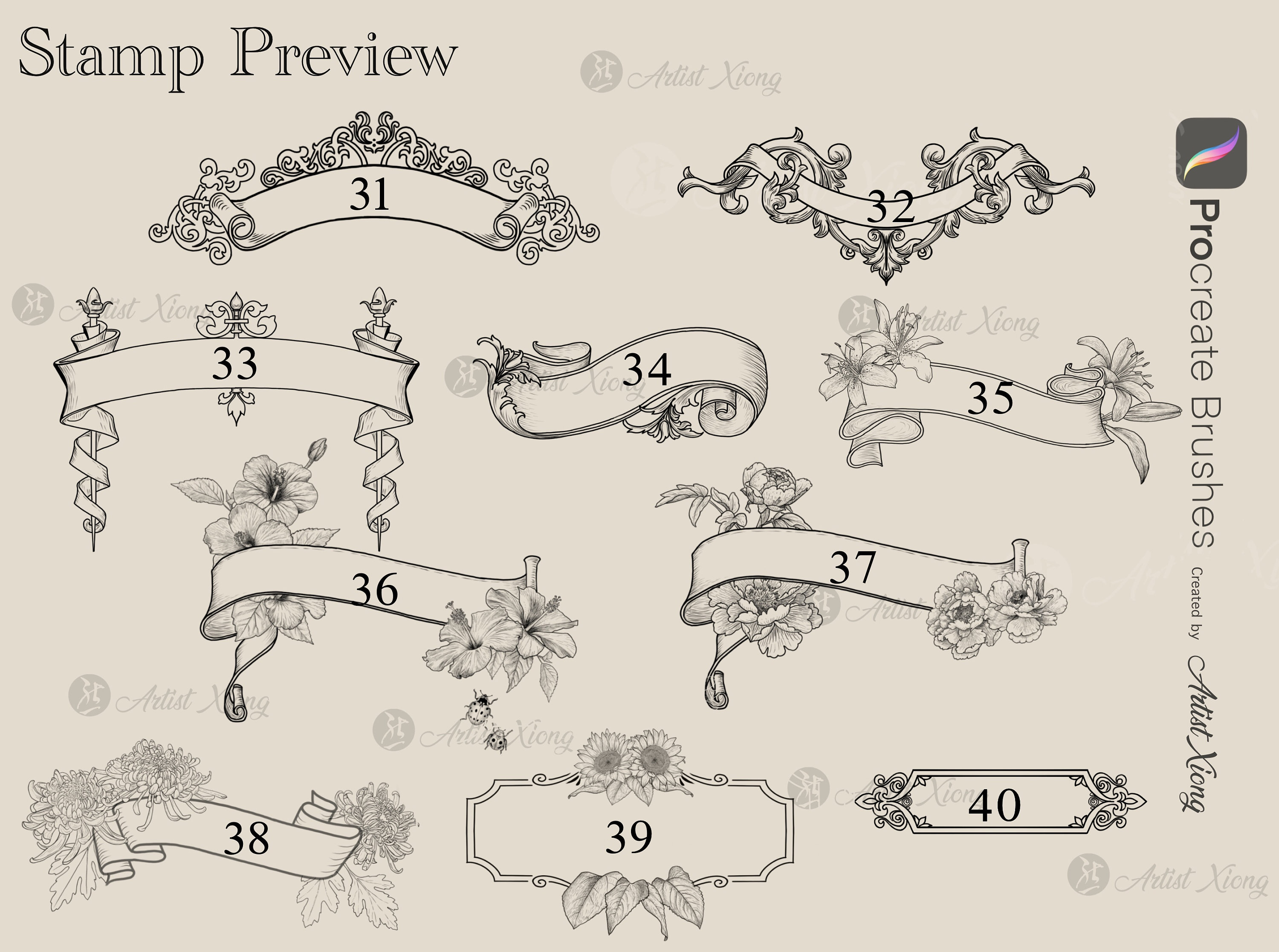 Banner Stamps for Procreate - Etsy