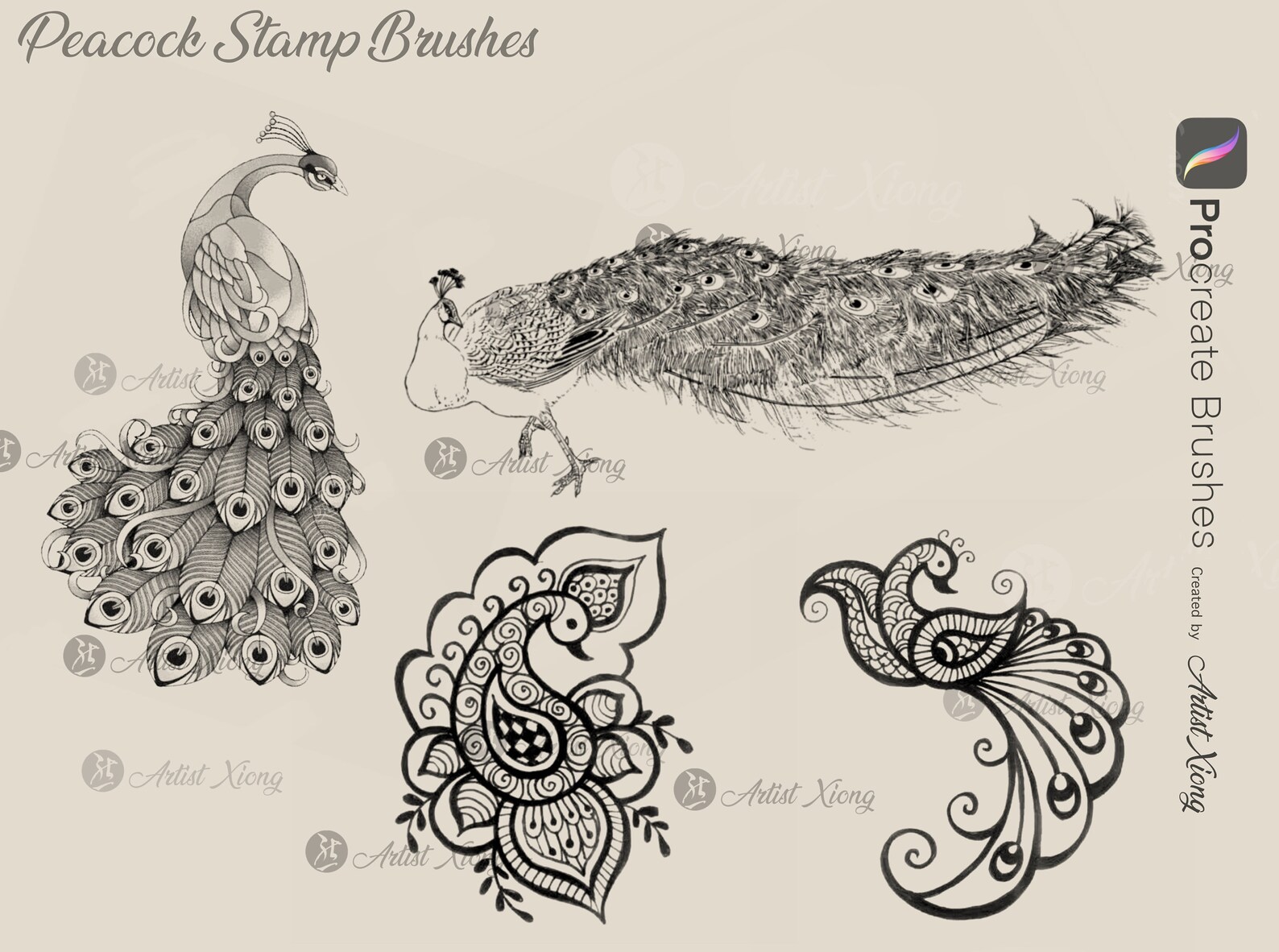 Peacock Stamp Brushes for Procreate - Etsy