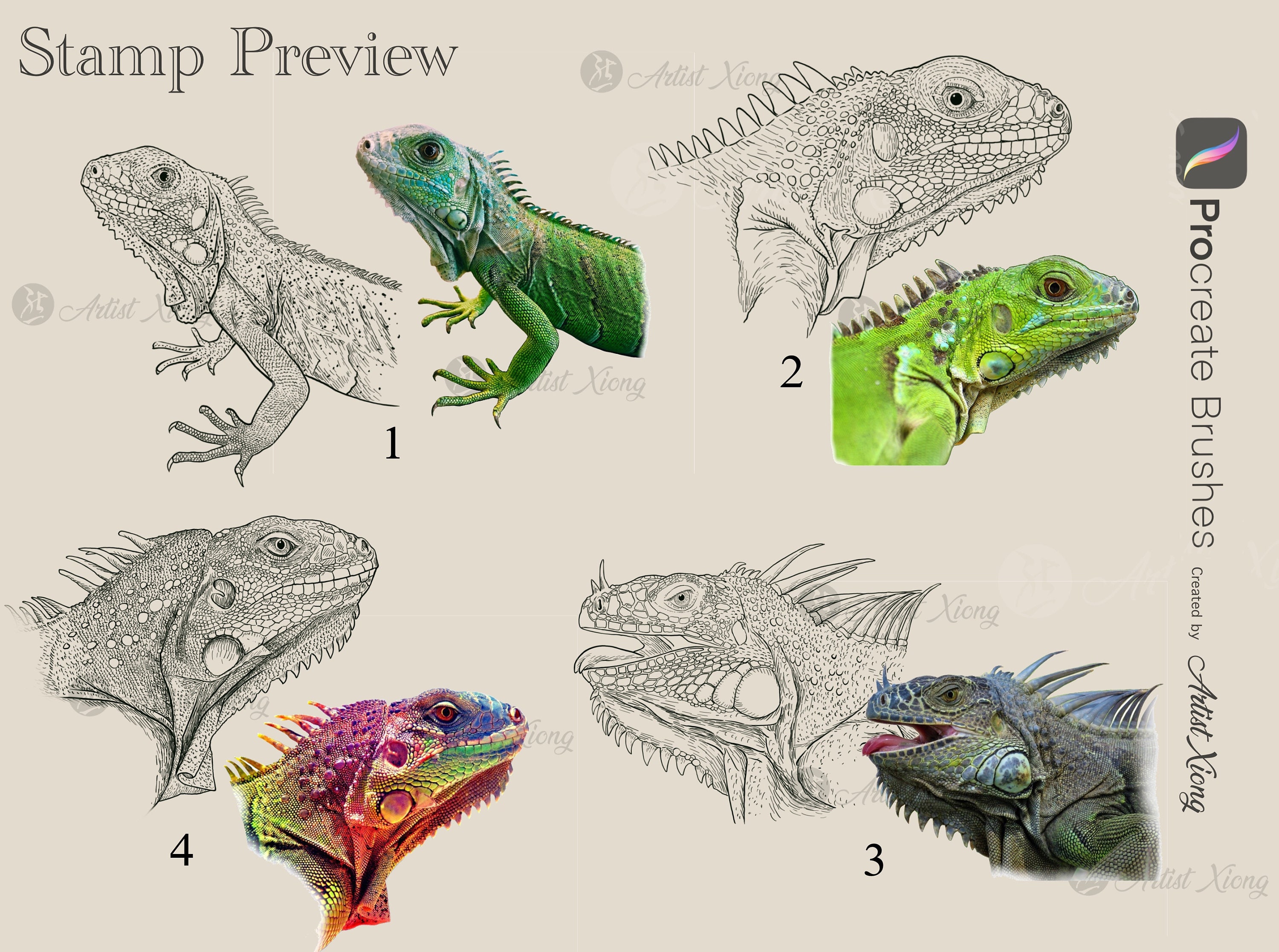 Realistic Lizard Stamp Brushes for Procreate - Etsy