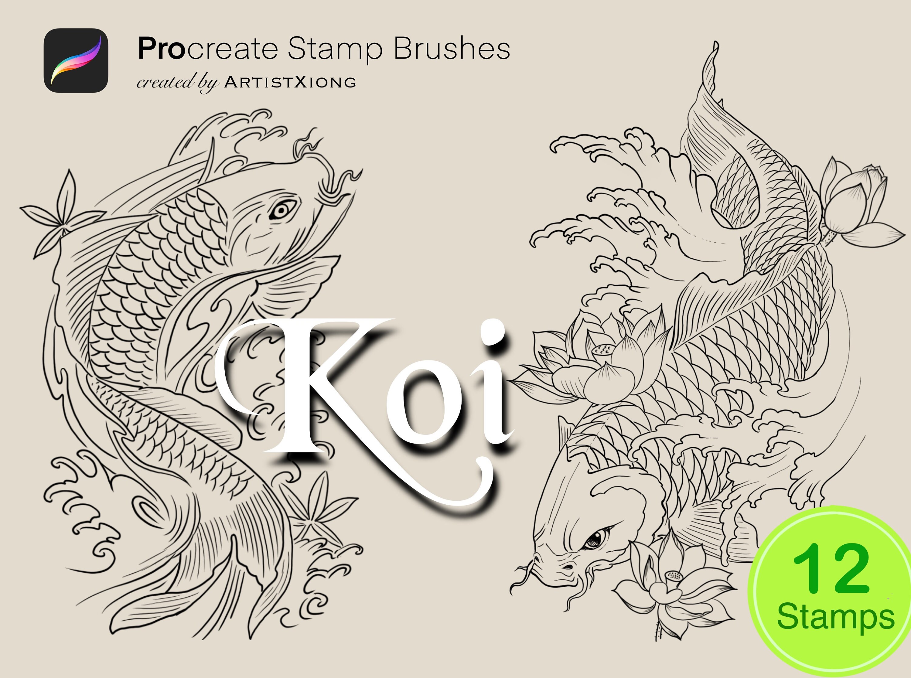 Koi Fish Stamp Brushes for Procreate | Etsy