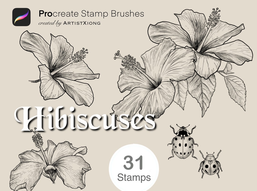 Realistic Hibiscus Stamp Brushes for Procreate - Etsy