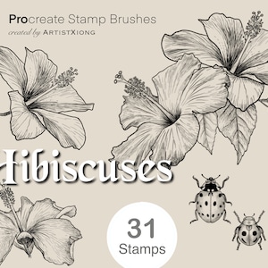 Realistic Hibiscus Stamp Brushes for Procreate - Etsy