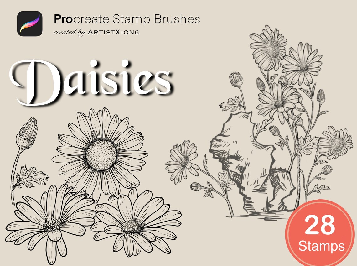 Realistic Daisy Stamp Brushes for Procreate - Etsy