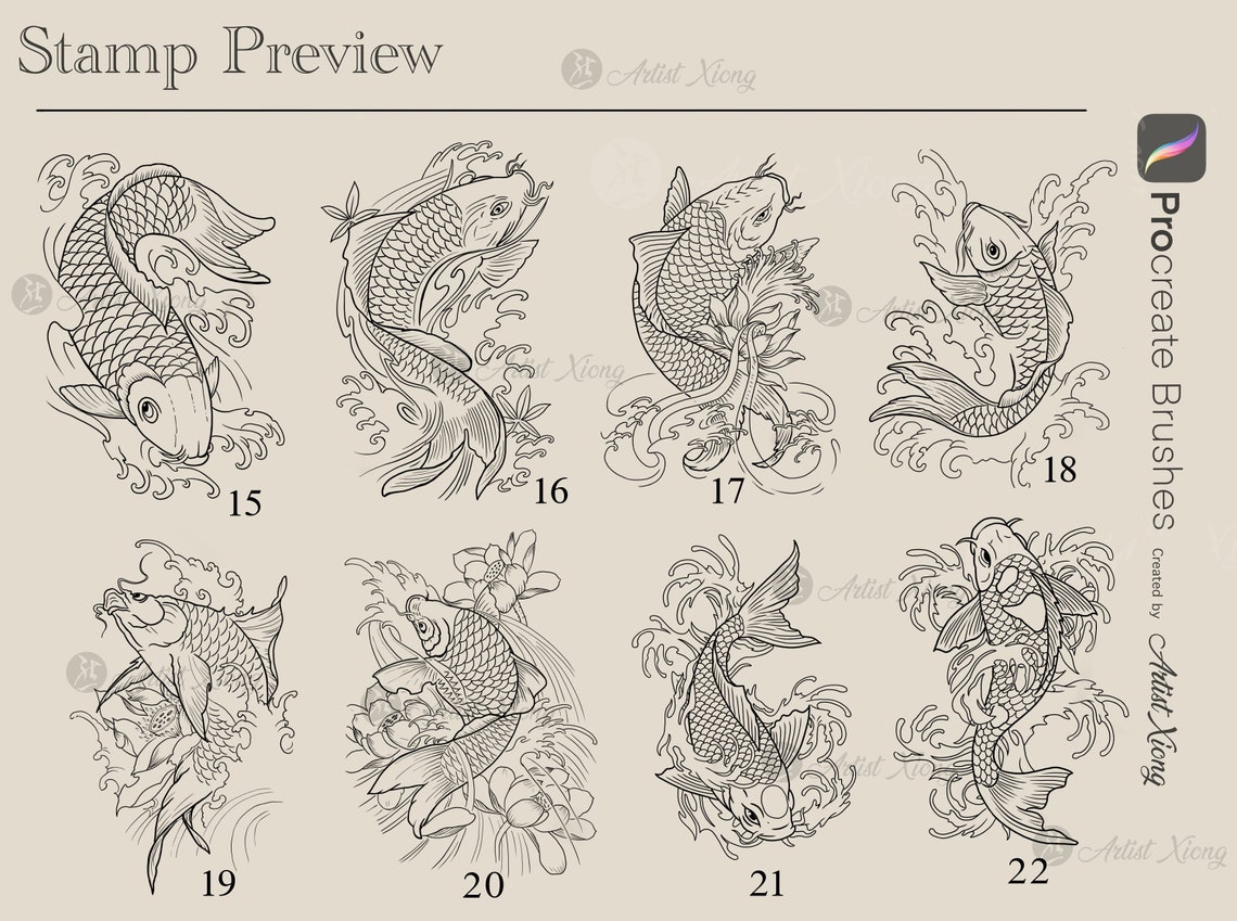 Koi Fish Stamp Brushes for Procreate - Etsy