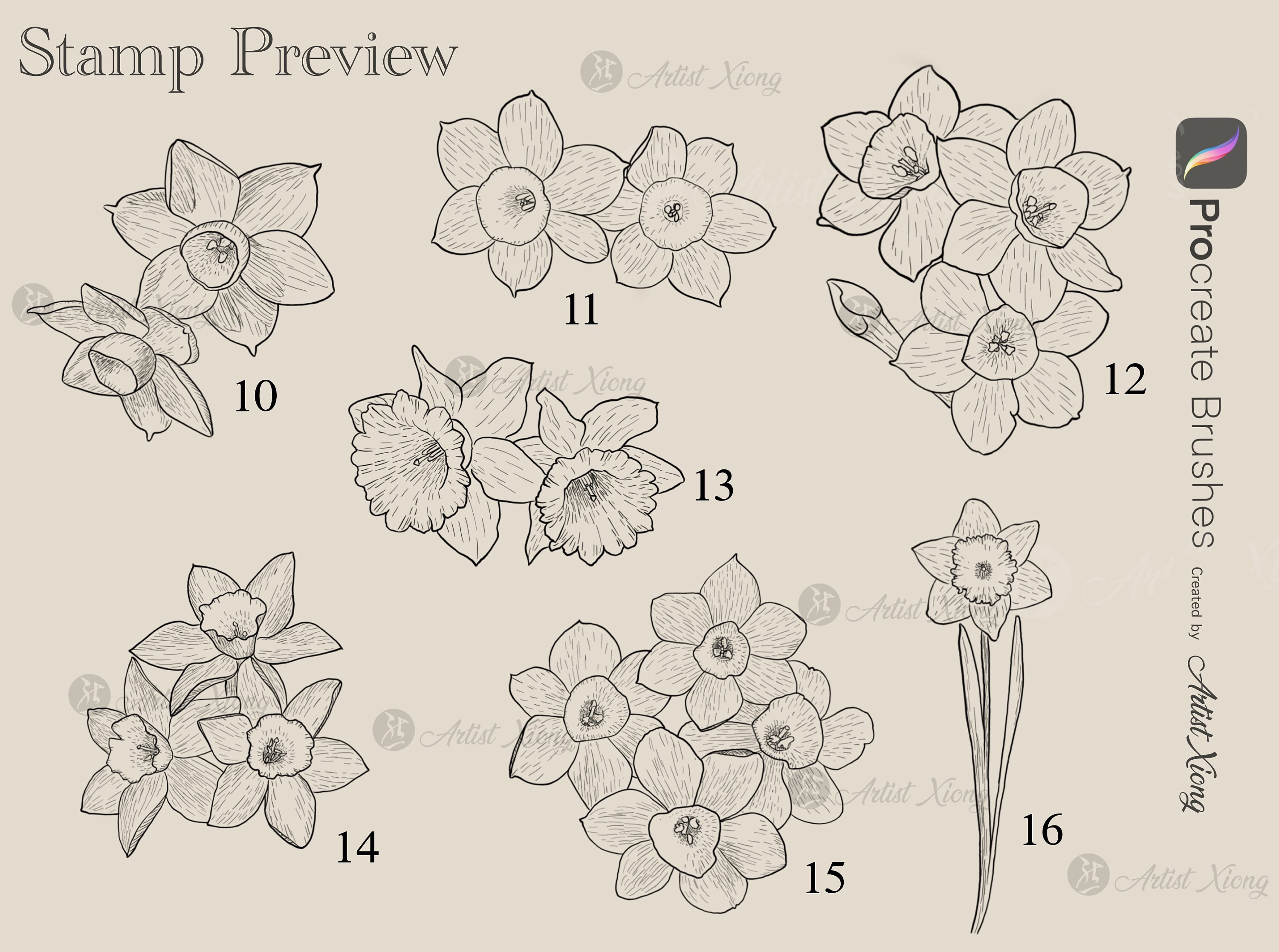 Realistic Daffodil/narcissus Stamp Brushes for Procreate - Etsy Canada