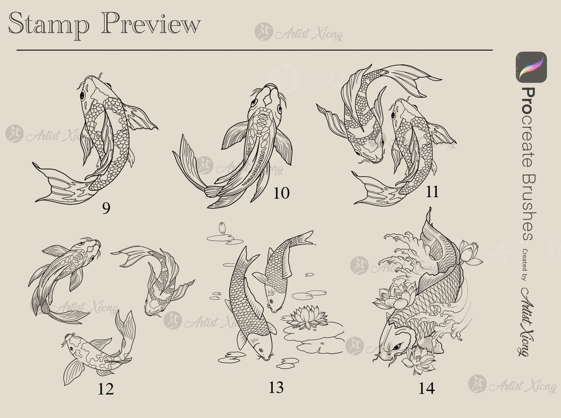 Koi Fish Stamp Brushes for Procreate - Etsy