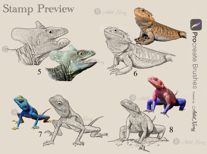 Realistic Lizard Stamp Brushes for Procreate - Etsy
