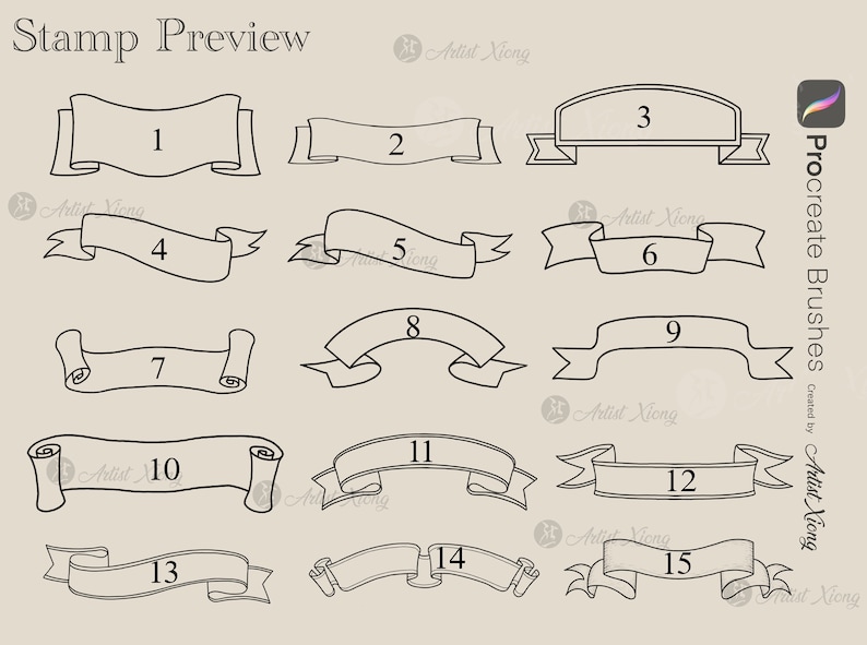 Banner Stamps for Procreate - Etsy