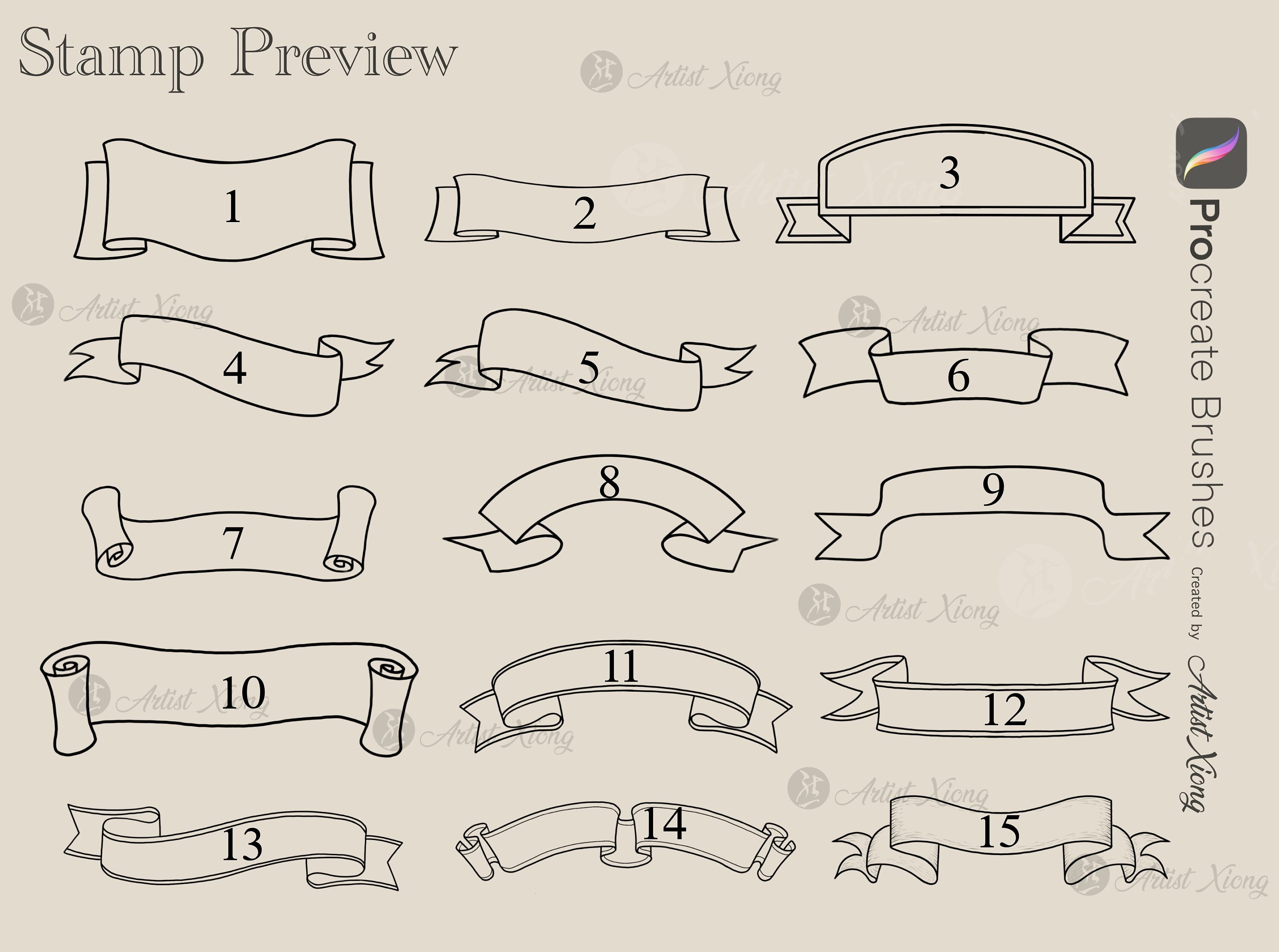 Banner Stamps for Procreate - Etsy
