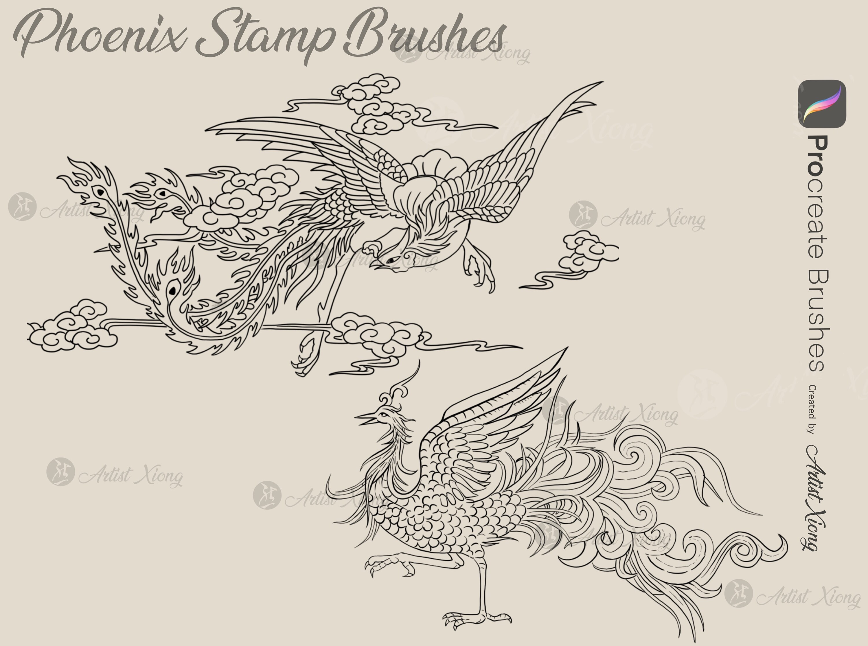 Phoenix Stamp Brushes for Procreate - Etsy