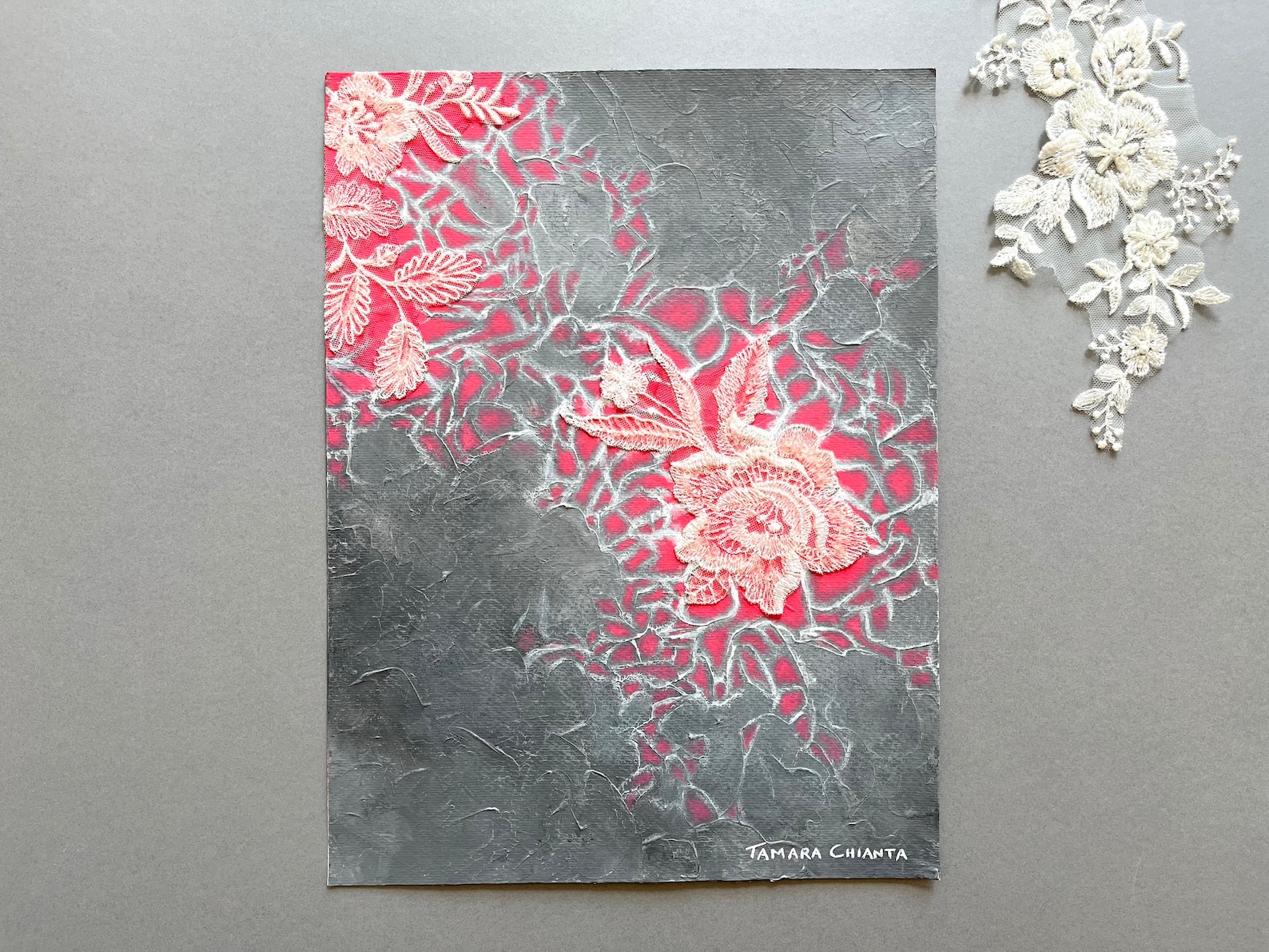 Original Lace Painting 40x30cm Original Art Unique Wall | Etsy