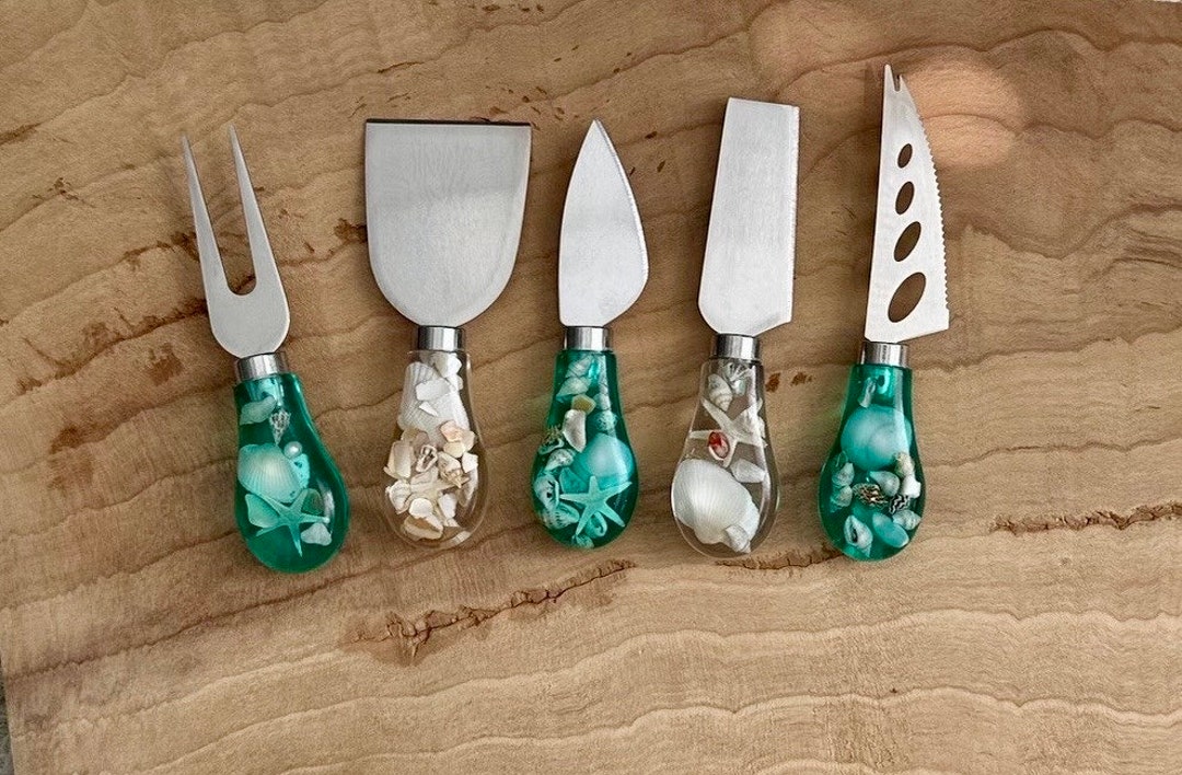 Charcuterie Beach Knifes Resin Ocean Epoxy Ustensil Cheese Knifes Beach ...