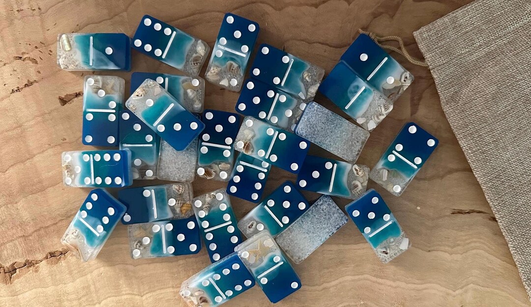 Resin Ocean Dominos Set- Beach Dominos- Game Set- Epoxy- Nautical Decor ...